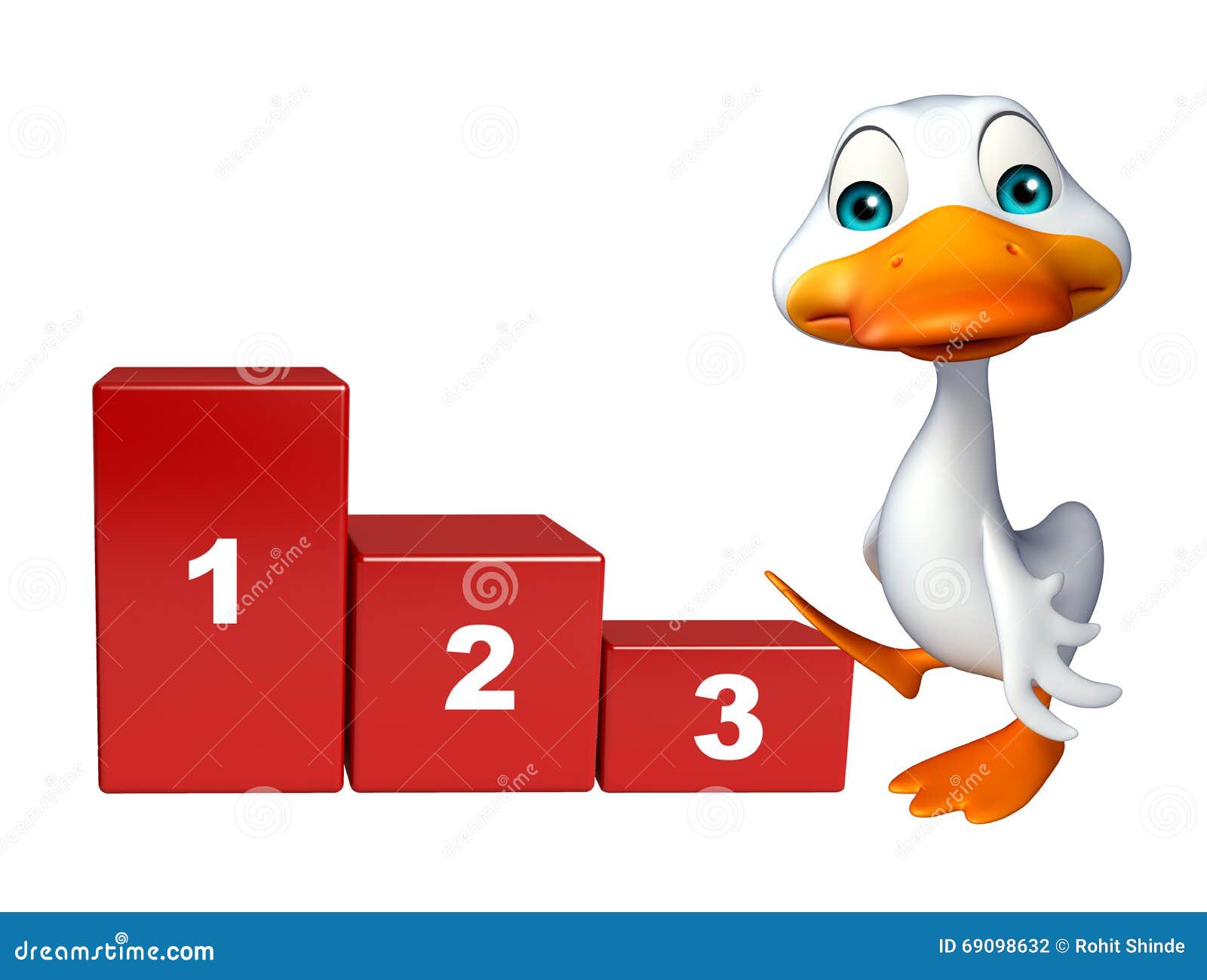 Cute Duck Cartoon Character with Level Stock Illustration ...