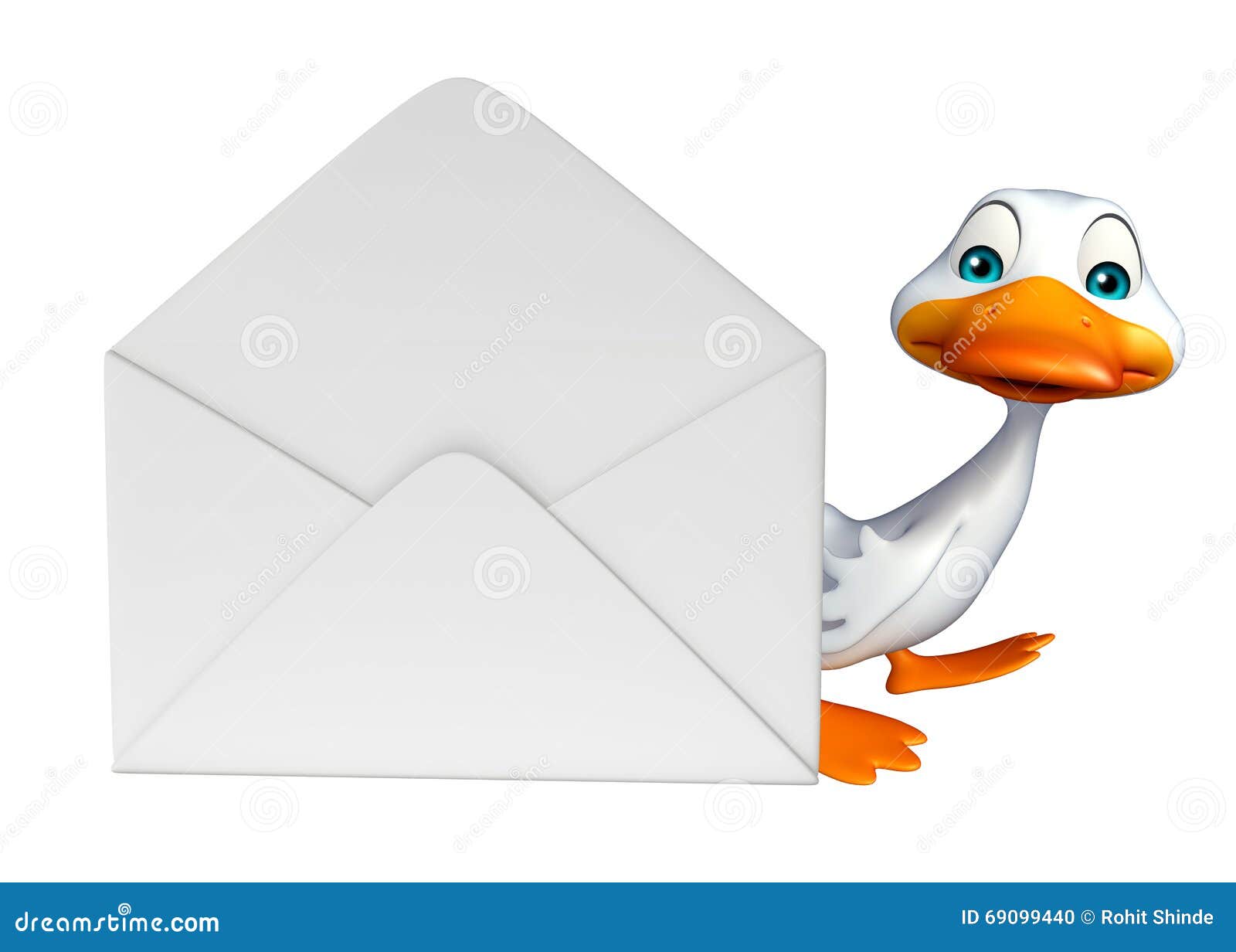 Cute Duck Cartoon Character with Mail Stock Illustration - Illustration ...