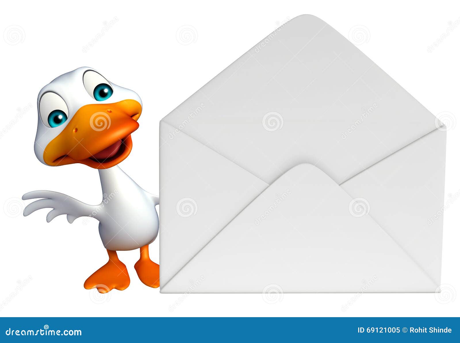 Cute Duck Cartoon Character with Mail Stock Illustration - Illustration ...