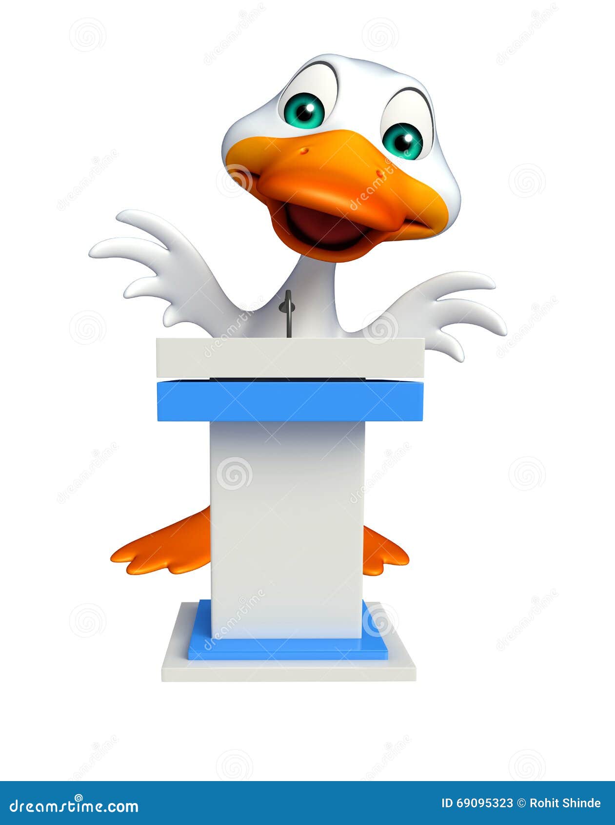 Cute Duck Cartoon Character with Speech Stage Stock Illustration ...