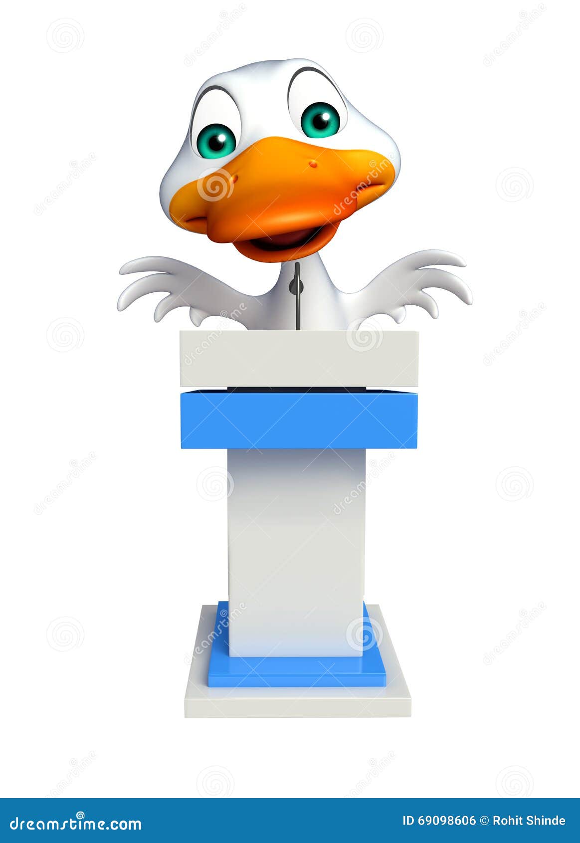 Cute Duck Cartoon Character with Speech Stage Stock Illustration ...