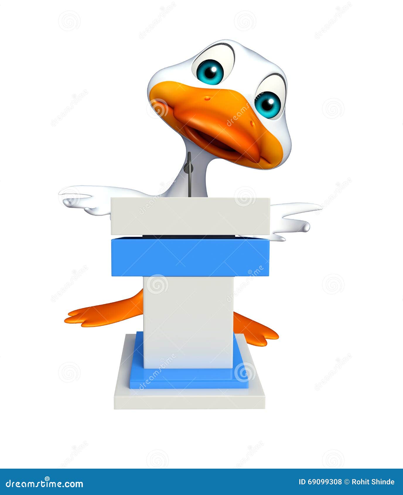Cute Duck Cartoon Character with Speech Stage Stock Illustration ...