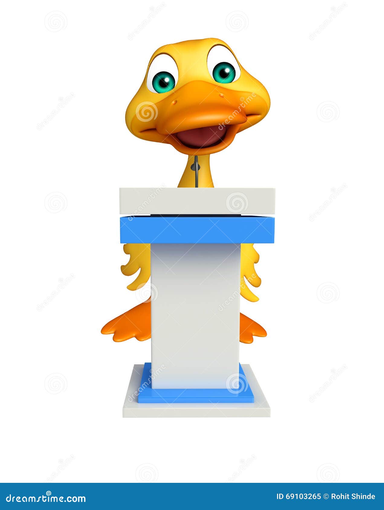 Cute Duck Cartoon Character with Speech Stage Stock Illustration ...