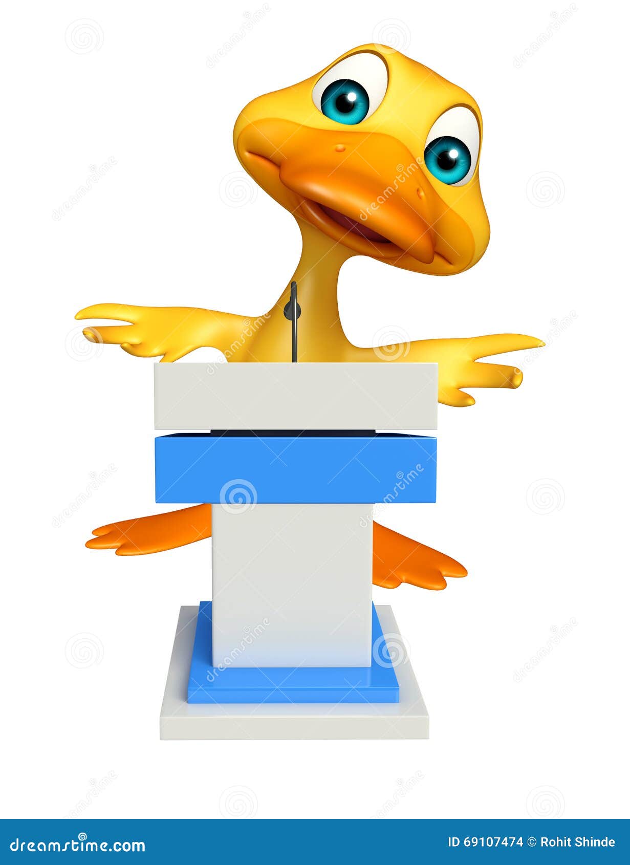 Cute Duck Cartoon Character with Speech Stage Stock Illustration ...