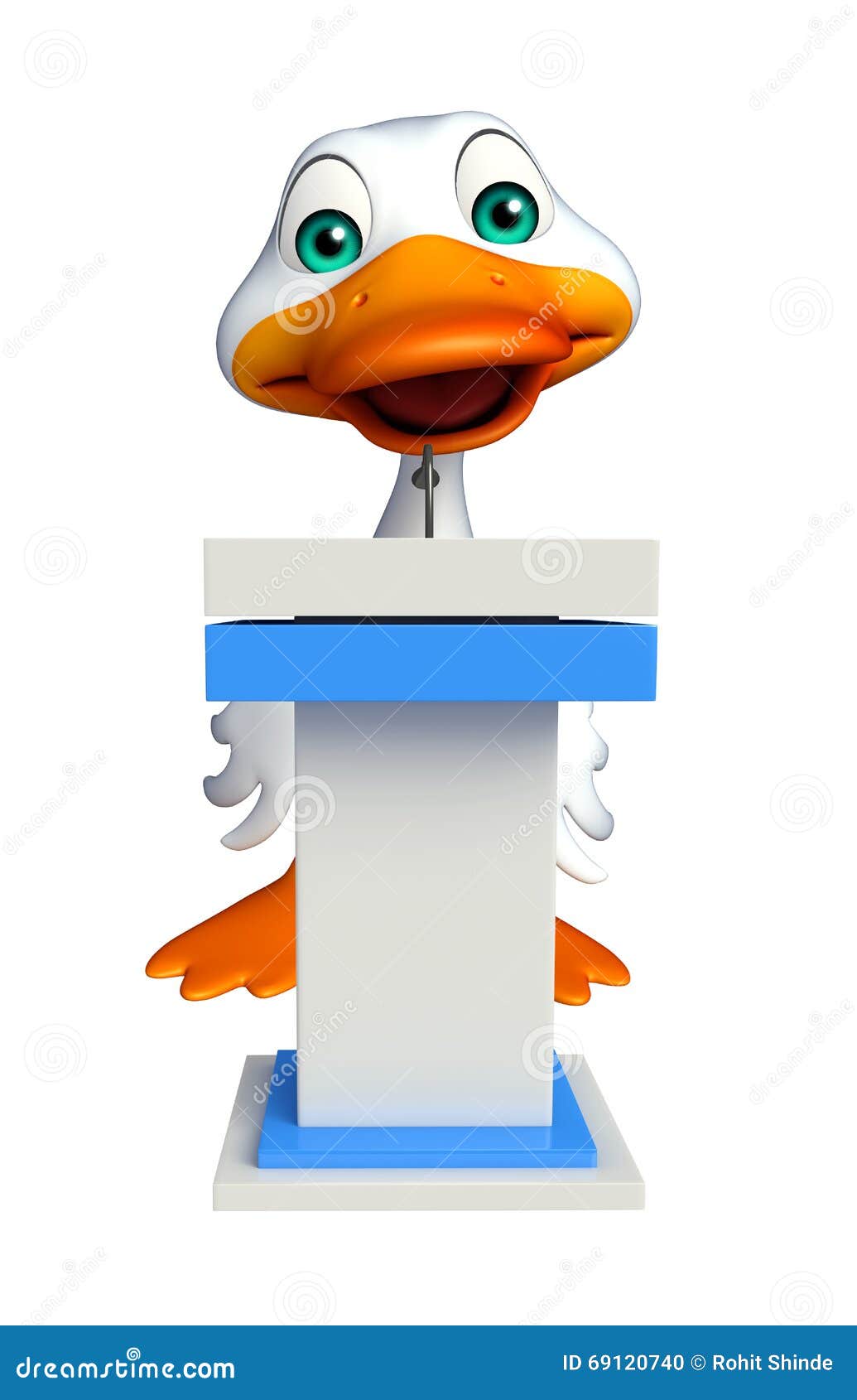 Cute Duck Cartoon Character with Speech Stage Stock Illustration ...