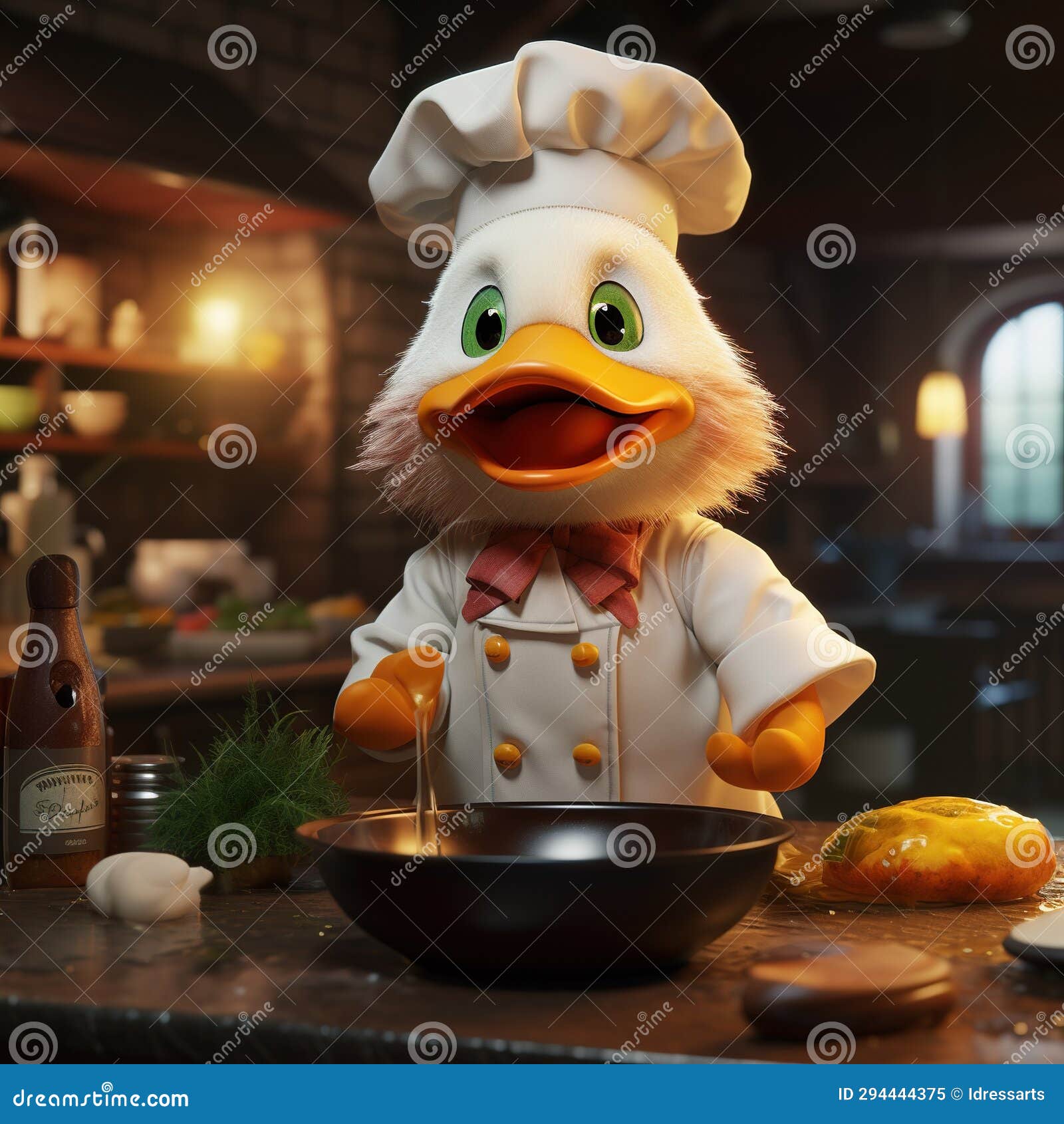 Cute Duck Cartoon Character Wearing Chef Uniform Stock Image - Image of ...