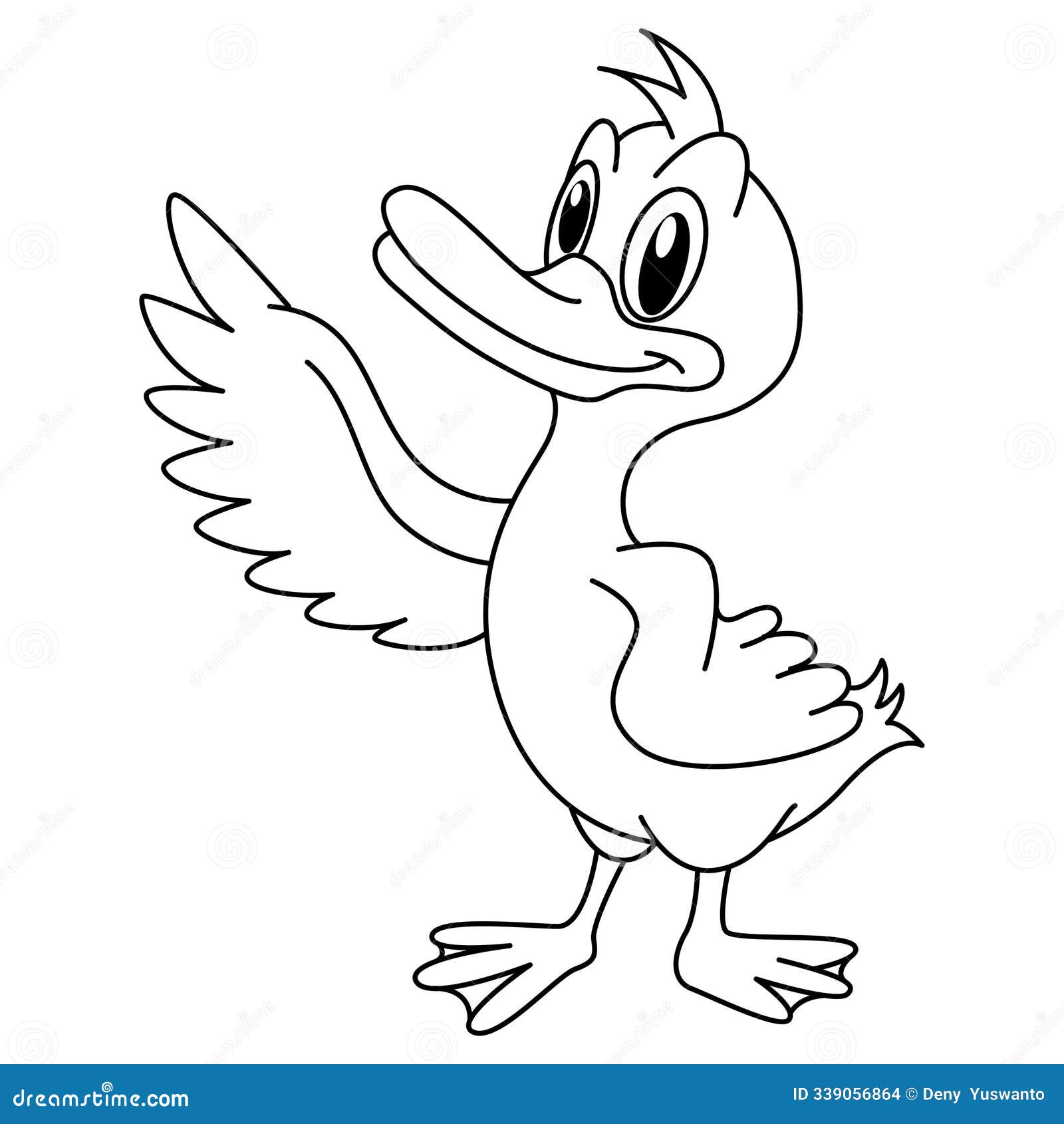 Cute Duck Cartoon Coloring Page Illustration Vector. for Kids Coloring ...