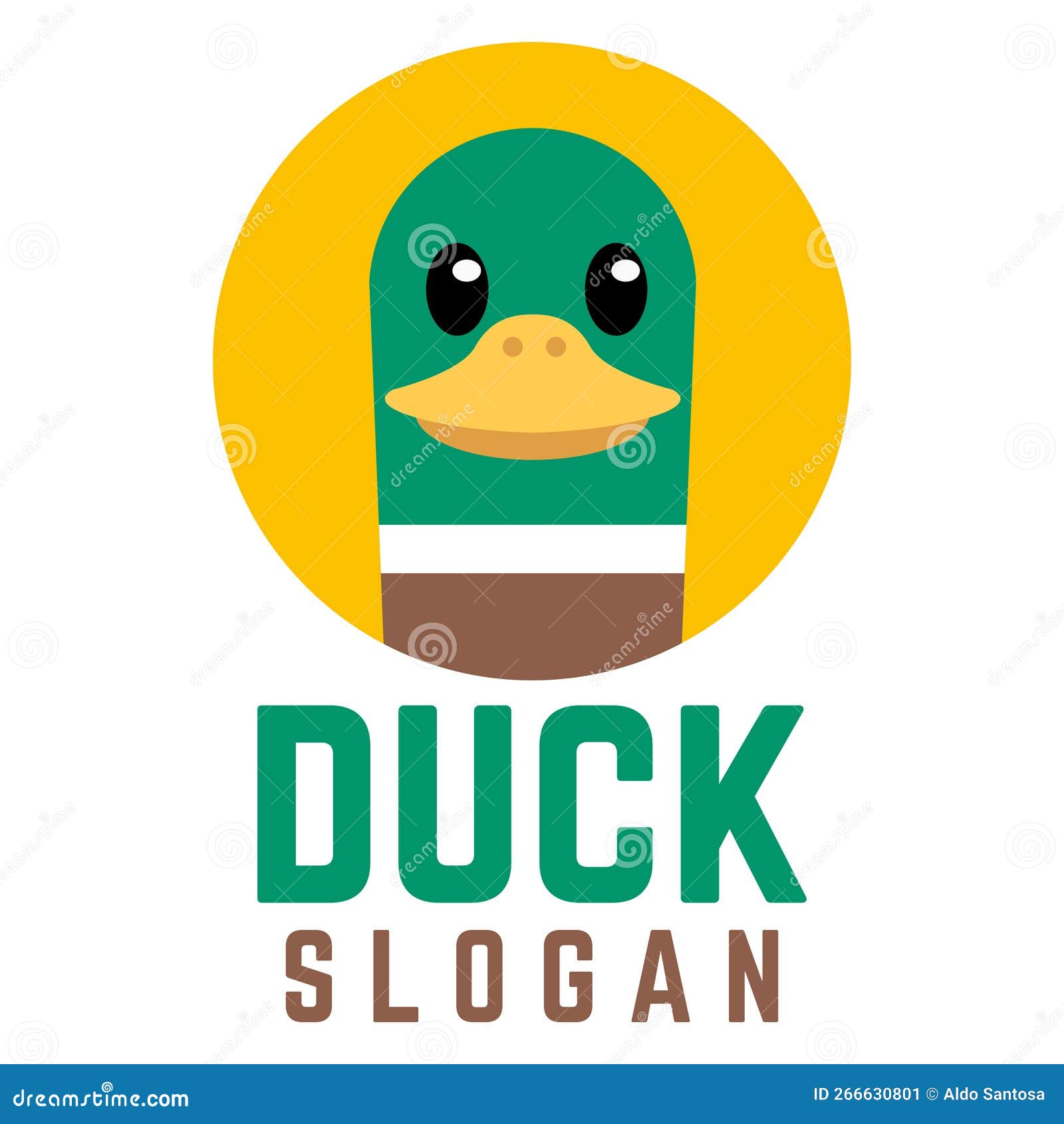 Cute Duck Head Logo Flat Design Logo Illustration. Vector Logo Template ...