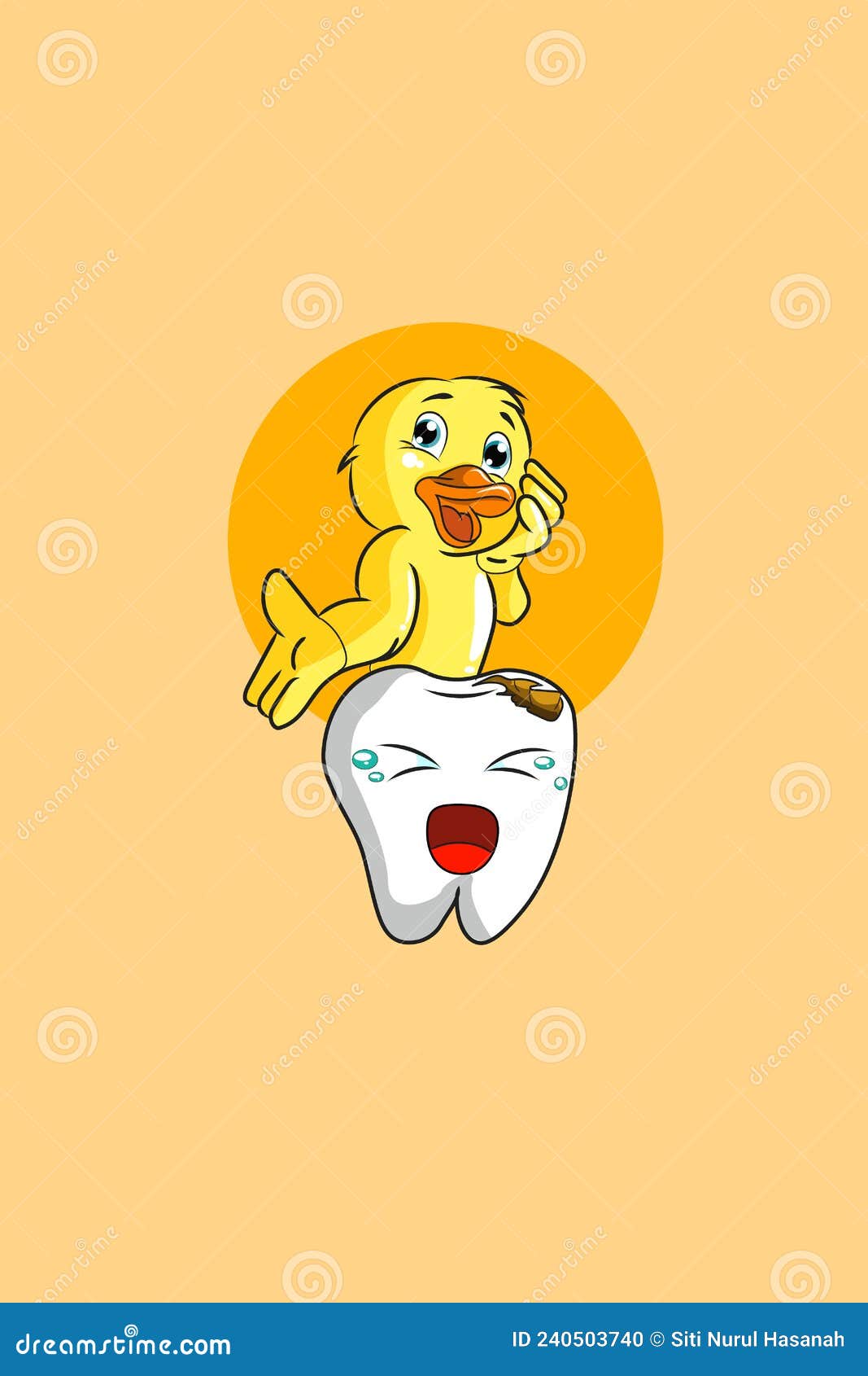 Cute Duck with Tooth Character Design Illustration Stock Vector ...