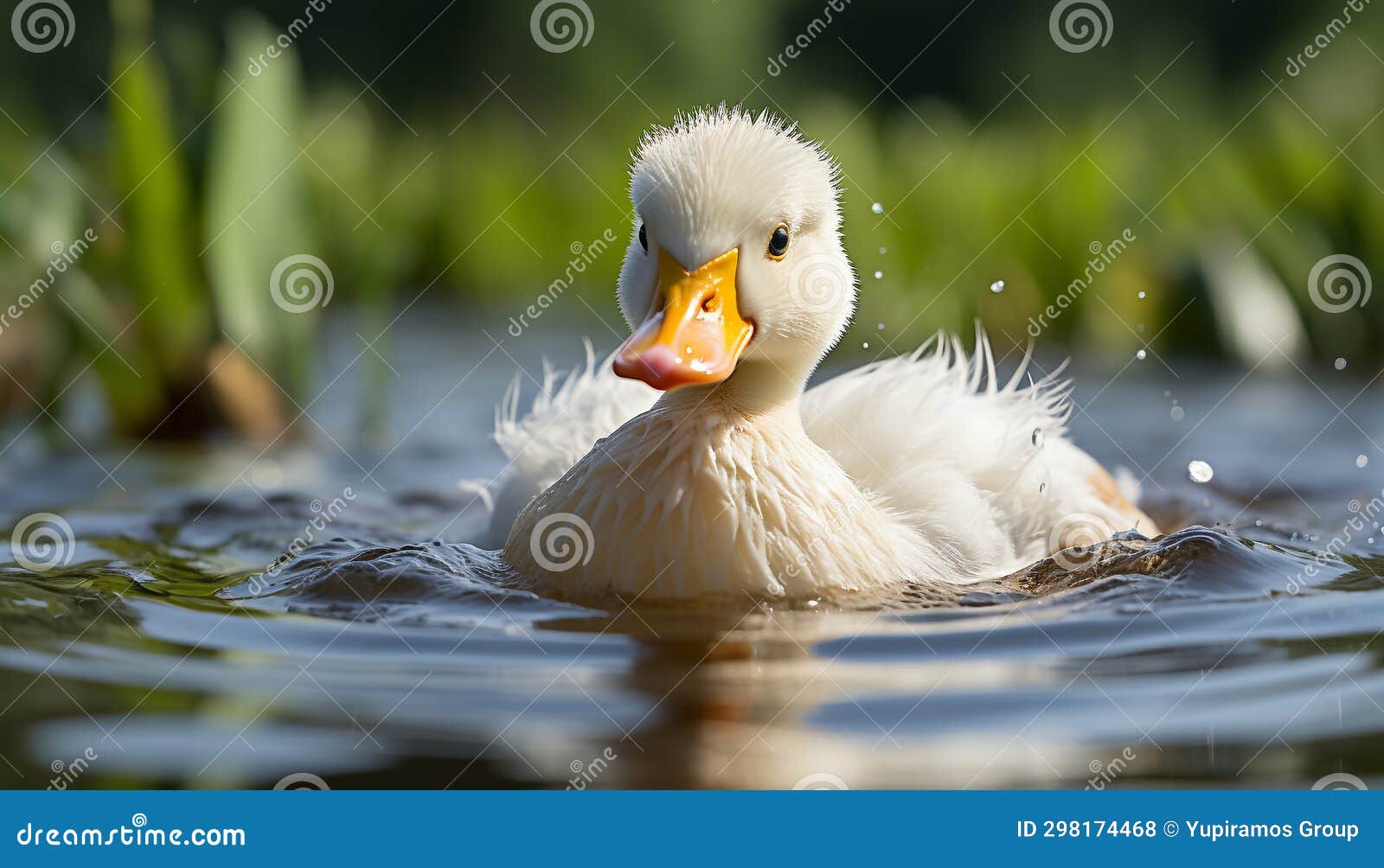 Cute Duckling Quacking in the Pond, Surrounded by Nature Generated by ...