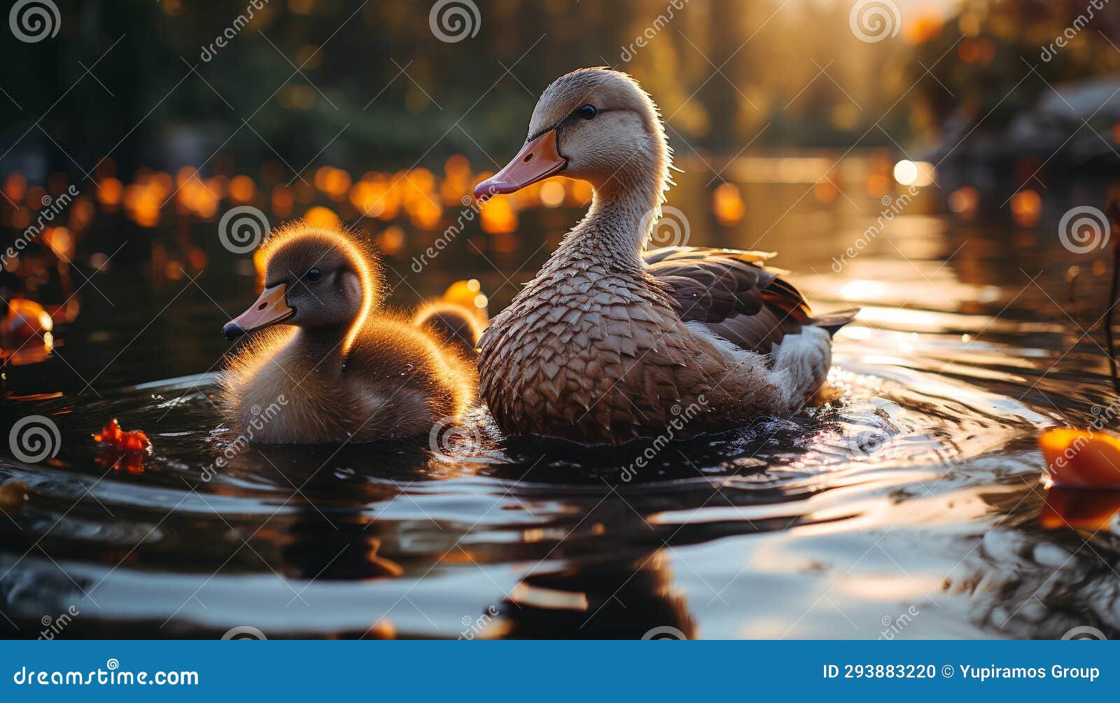 A Cute Duckling Quacking in the Pond, Surrounded by Nature Generated by ...