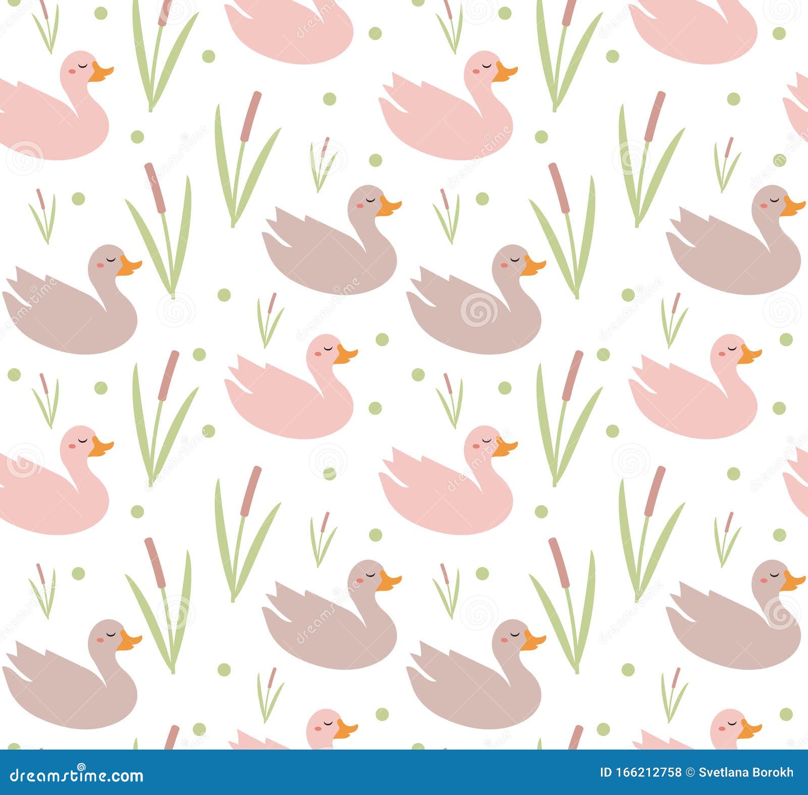 Cute Ducks Seamless Pattern, Endless Texture. Vector Illustration Stock ...