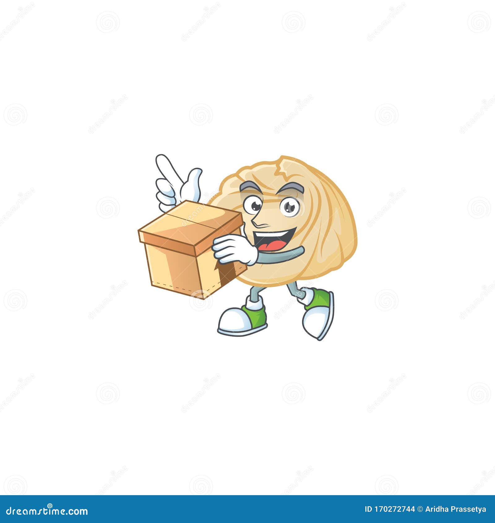 Cute Dumpling Cartoon Character Having a Box Stock Vector ...