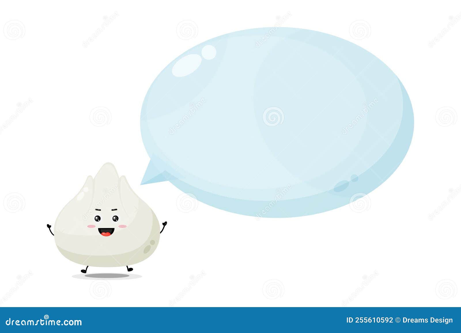 Cute Dumpling Character with Bubble Speech Stock Vector - Illustration ...