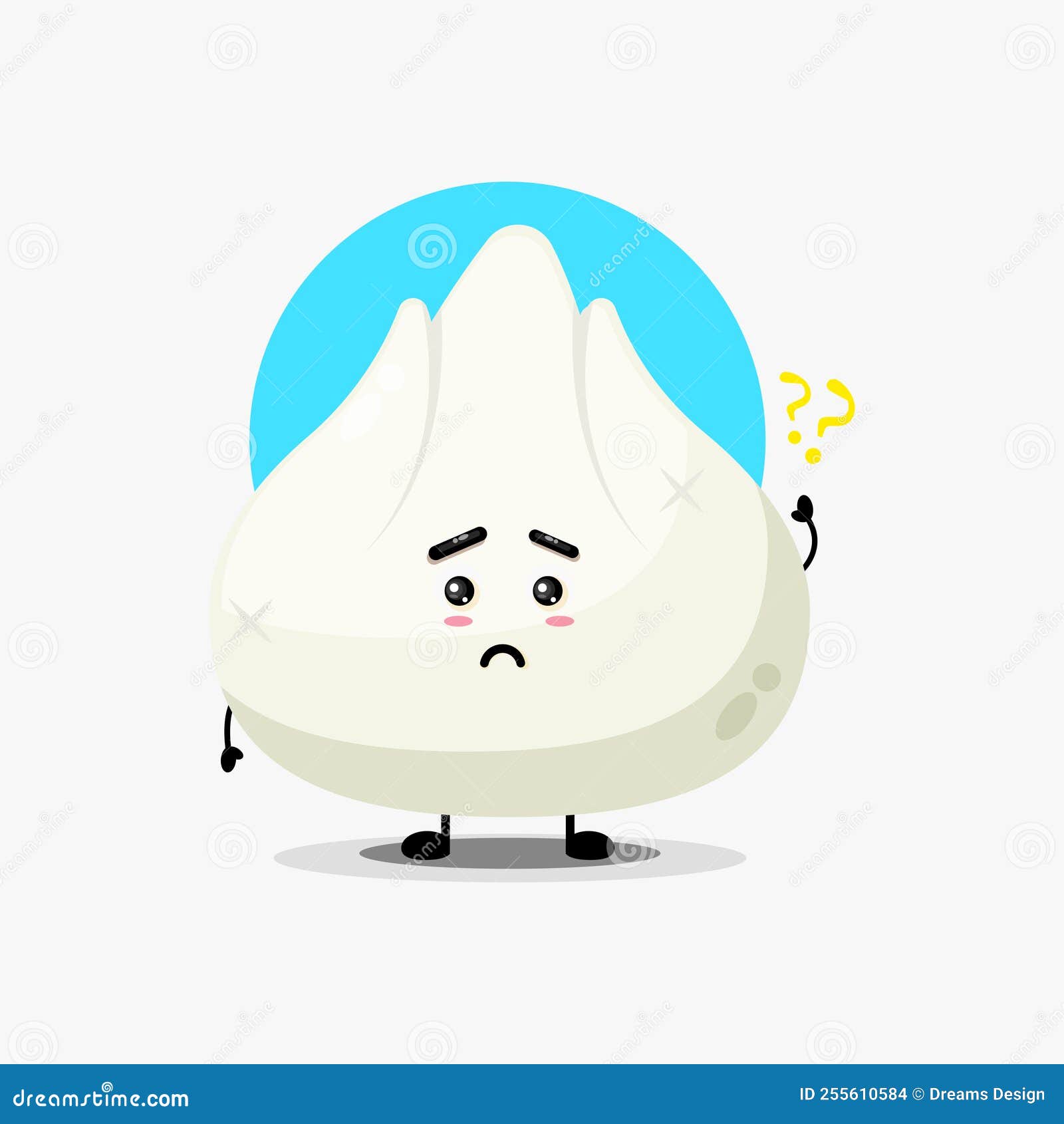 Cute Dumpling Character Confused Stock Vector - Illustration of doodle ...