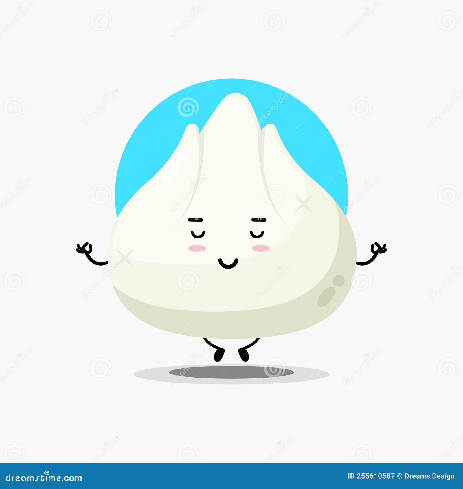 Cute Dumpling In The Style Of Kawaii. Vector Illustration Of Asian ...
