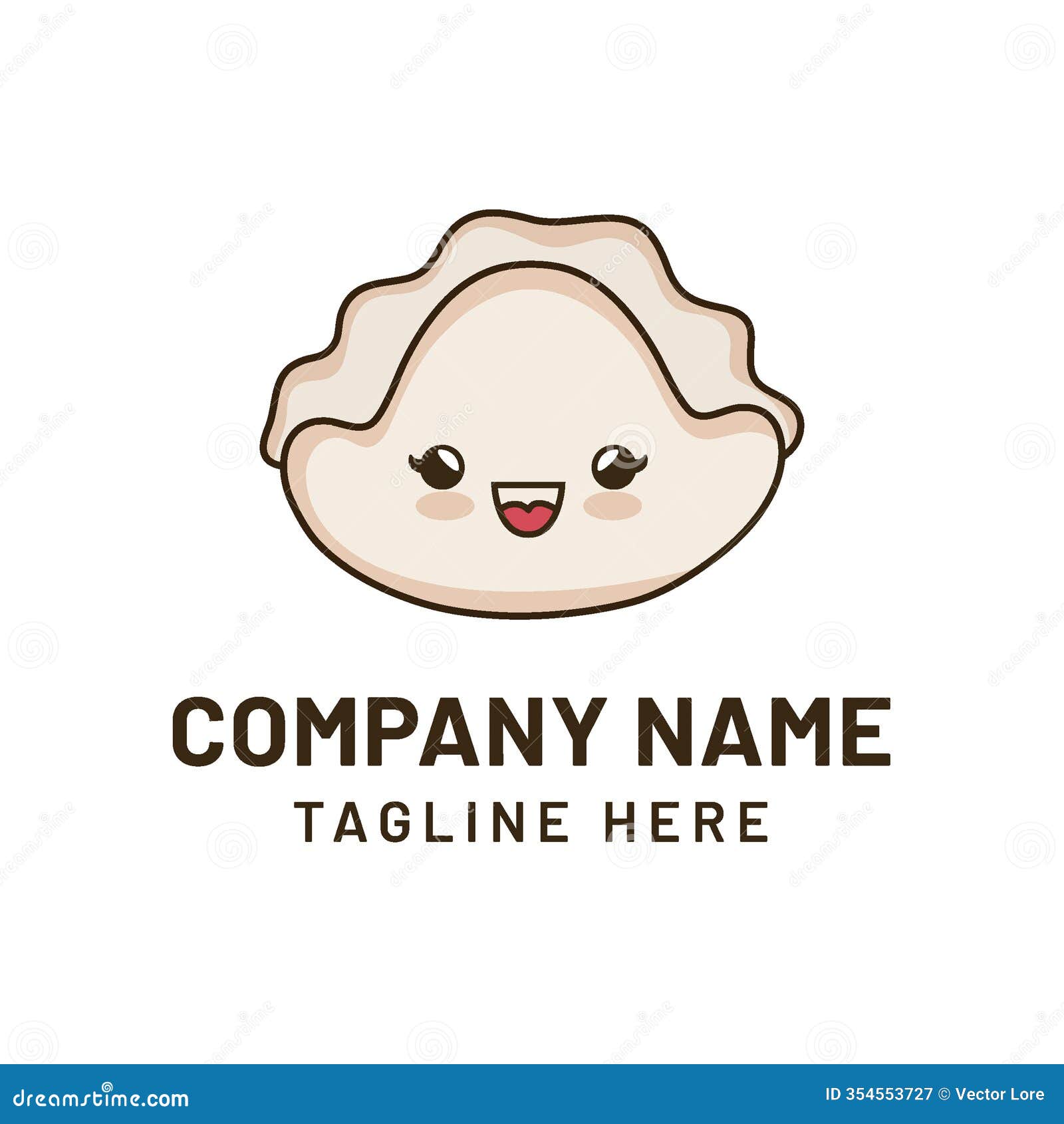 Cute Dumpling Logo Design with Cartoon Face Expression Stock ...