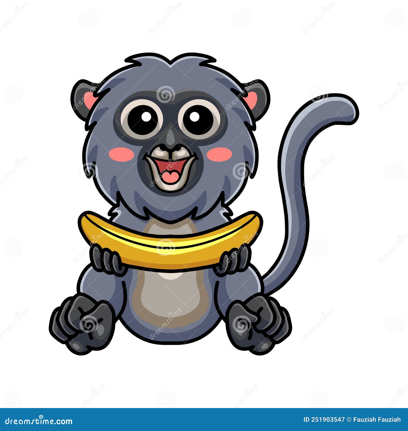 Cute Dusky Leaf Monkey Cartoon Holding A Banana | CartoonDealer.com ...