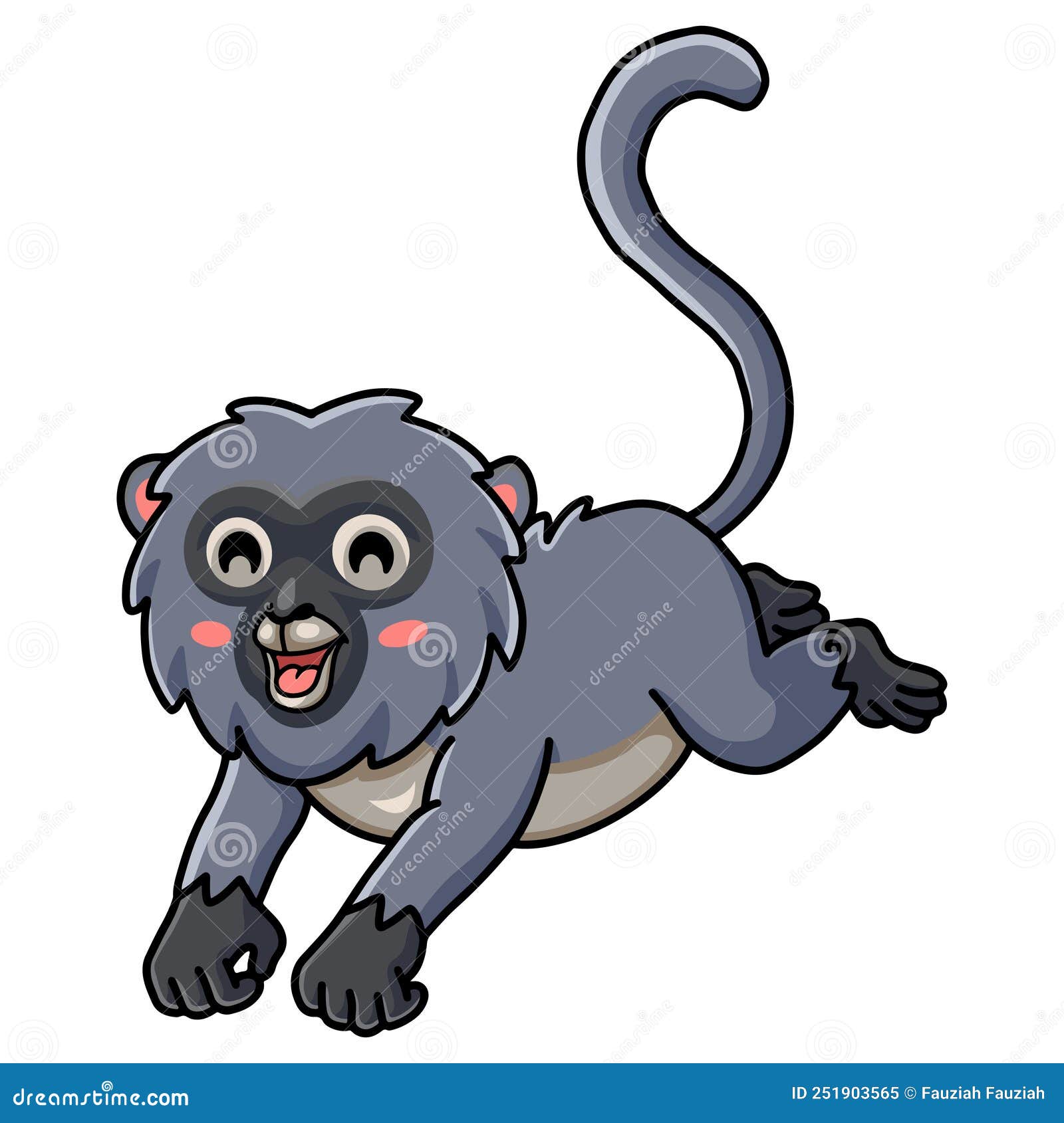 Cute Dusky Leaf Monkey Cartoon Jumping | CartoonDealer.com #251903565