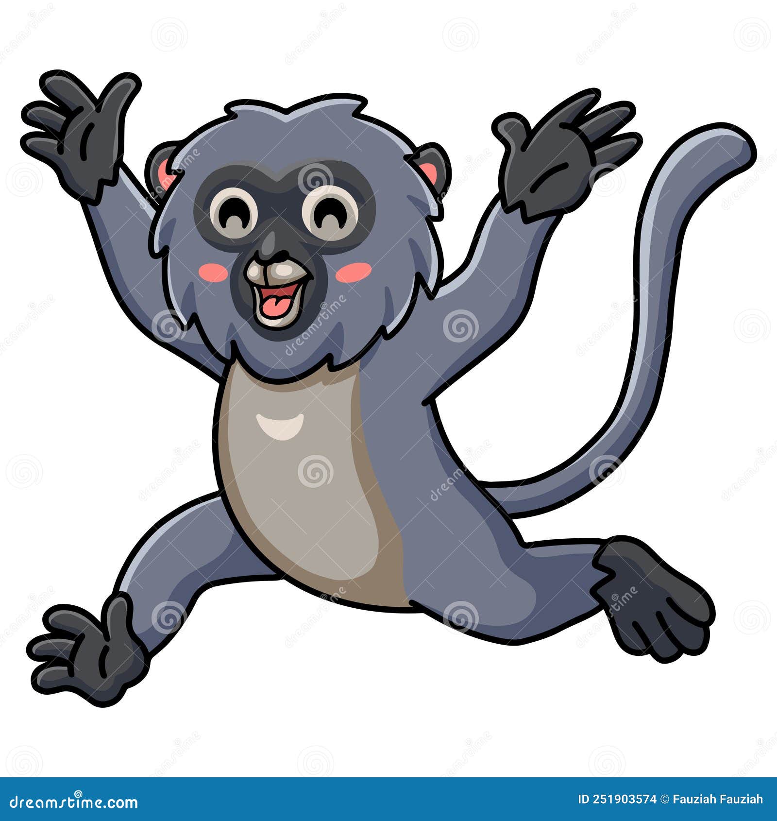 Cute Dusky Leaf Monkey Cartoon Running Stock Vector - Illustration of ...
