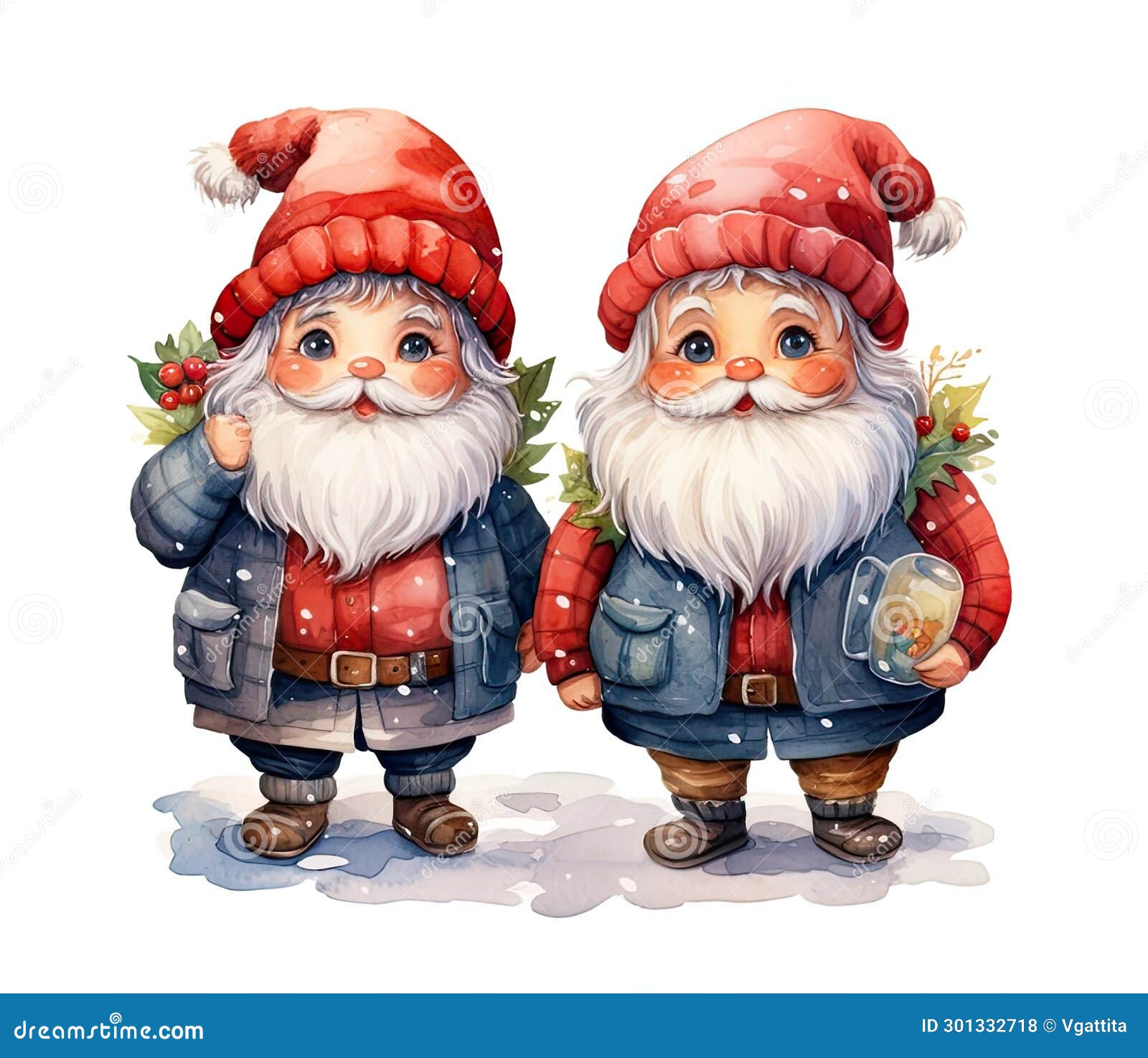 Cute Dwarfs Winter Illustration in Cartoon Style Stock Illustration ...