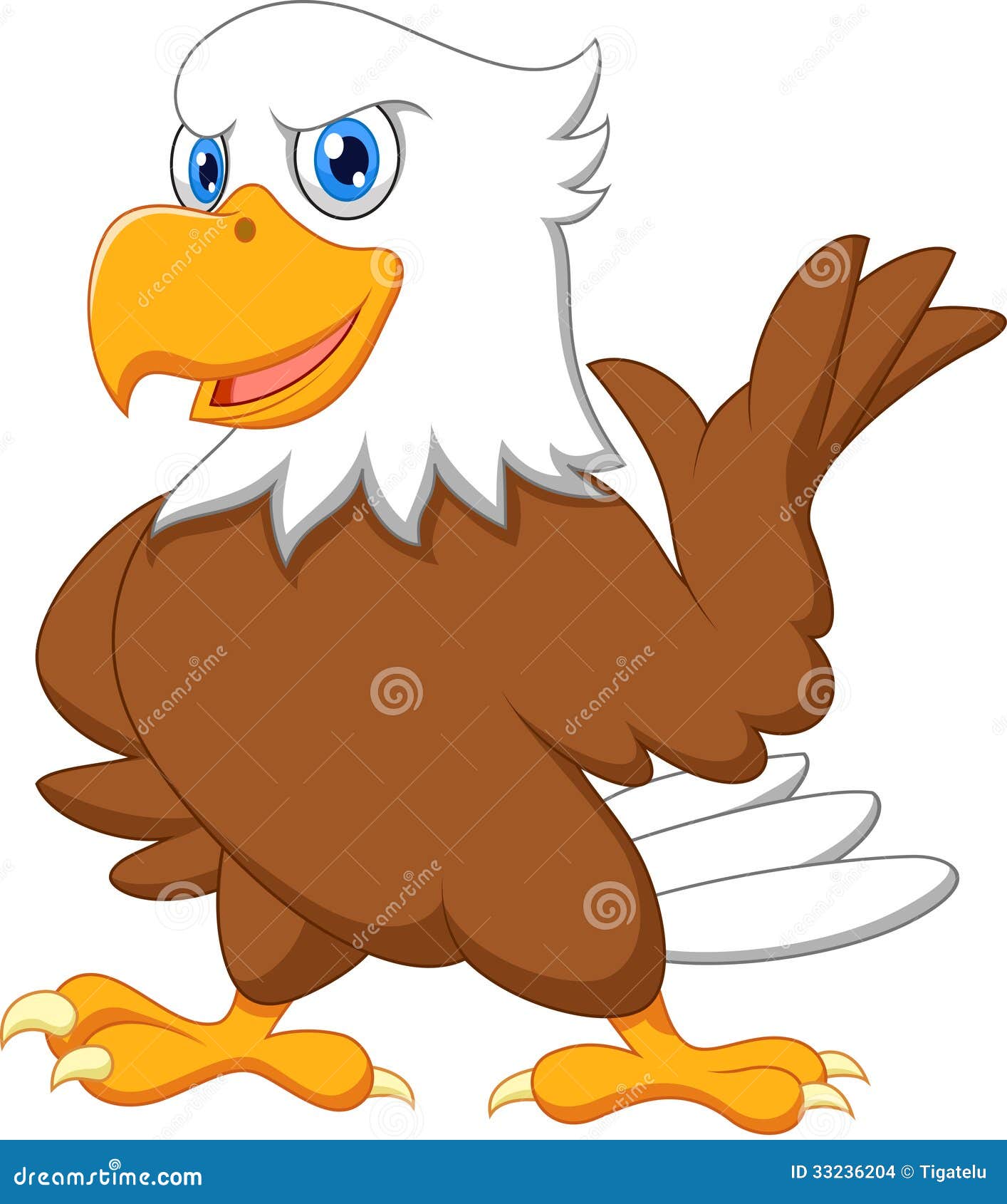 Cute eagle cartoon waving stock vector. Illustration of gesture - 33236204
