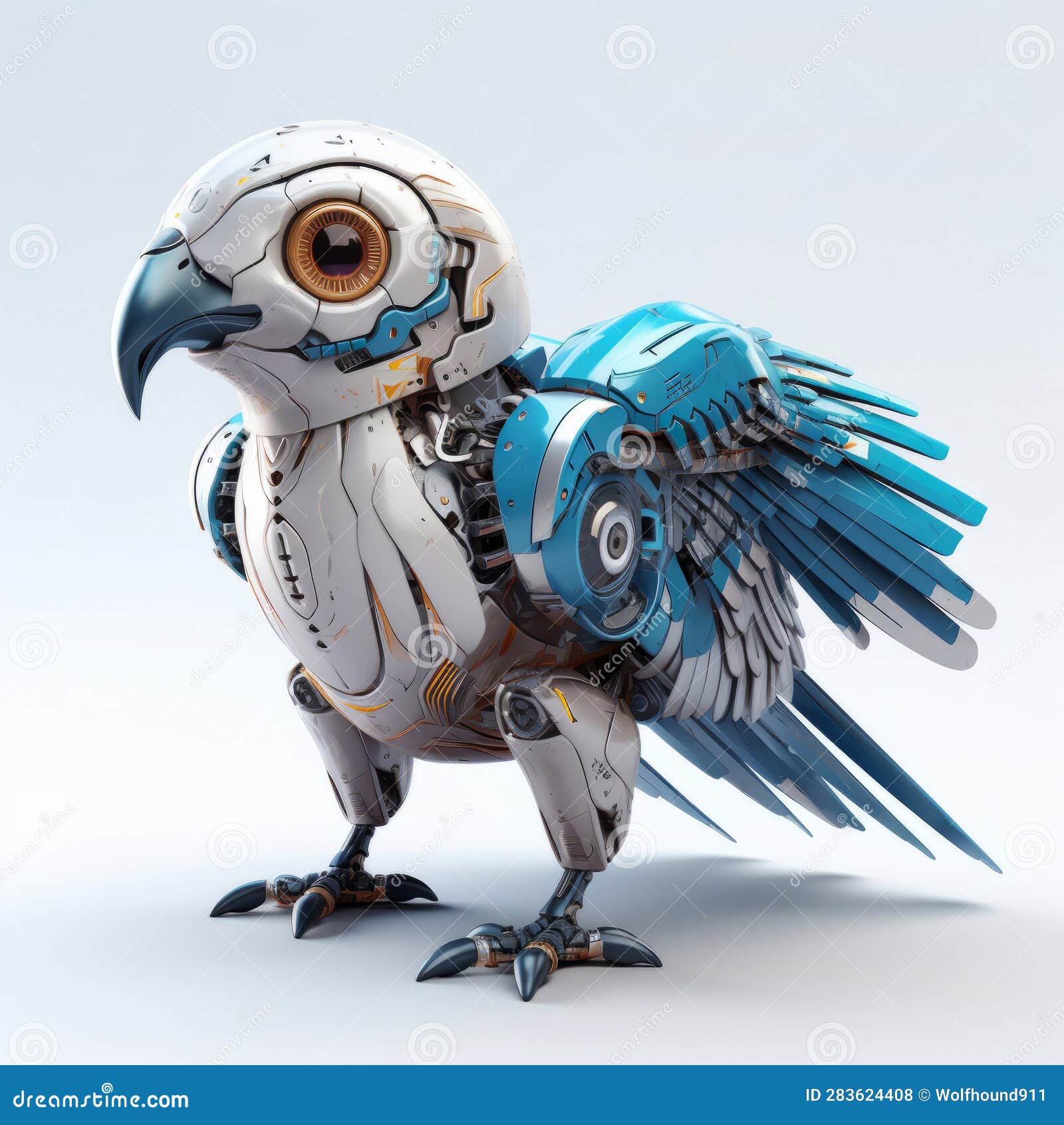 Cute Eagle Robot, Robotic Bird Isolated Over White Background. AI ...