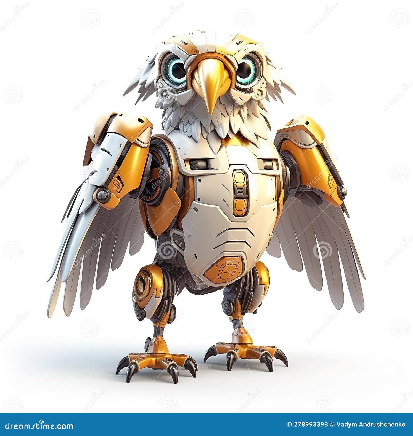 Cute Eagle Robot, Robotic Bird Isolated Over White Background. Created ...