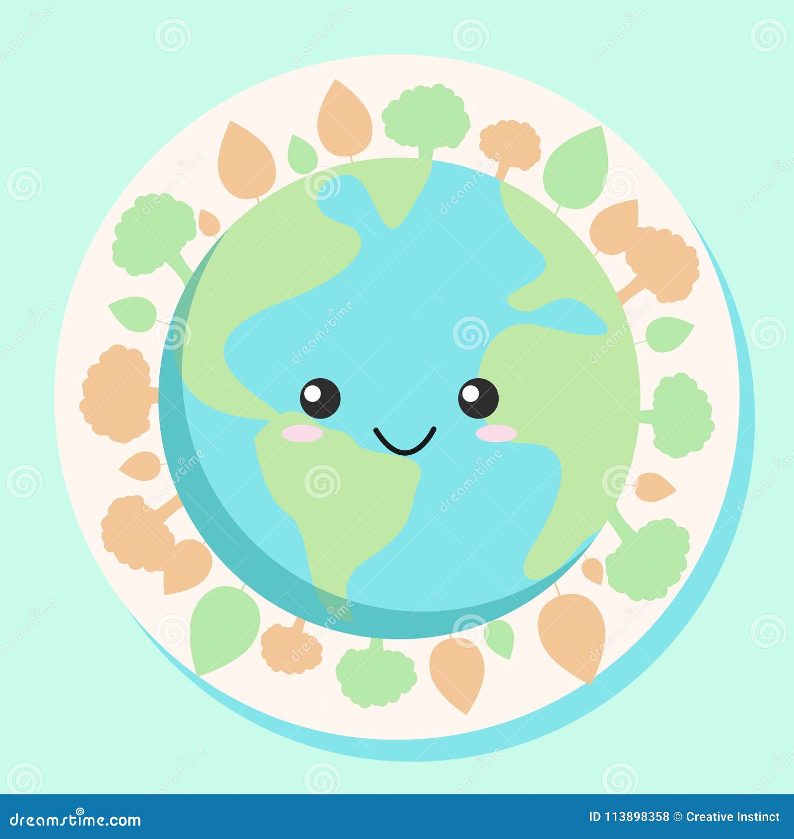 Cute Earth for Earth Day 22 April or Earth Health Day 7 April, Etc ...