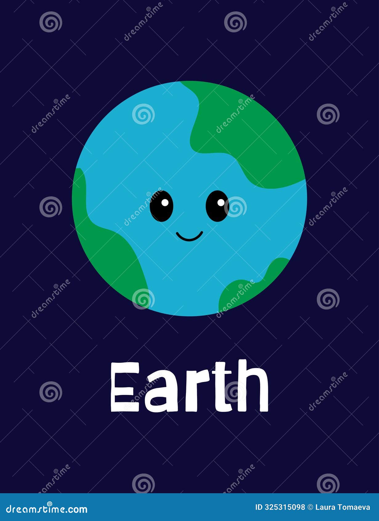 Cute Earth Illustration with Smiling Face for Environmental Awareness ...