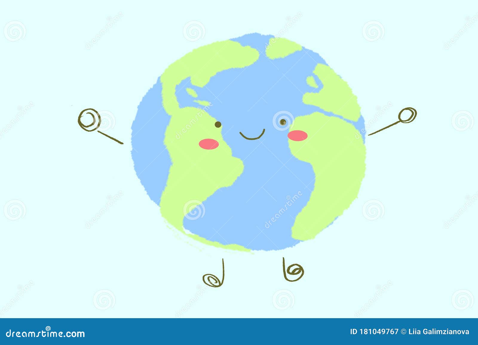 Cute Earth Planet Character Stock Illustration - Illustration of land ...