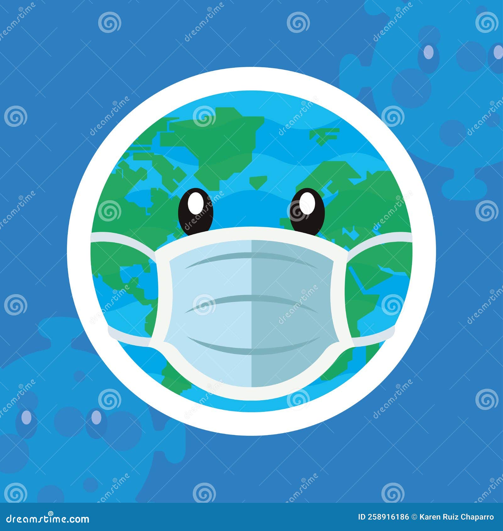 Cute Earth Planet with Mask Self Care Vector Stock Vector ...
