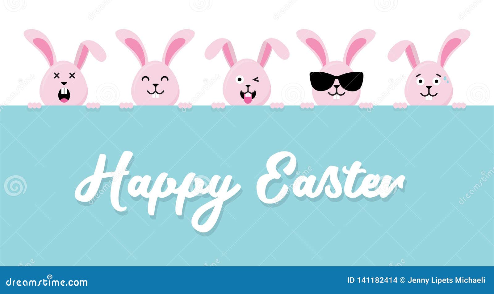 Cute Easter Bunnies Happy Easter Sign- Vector Stock Vector ...