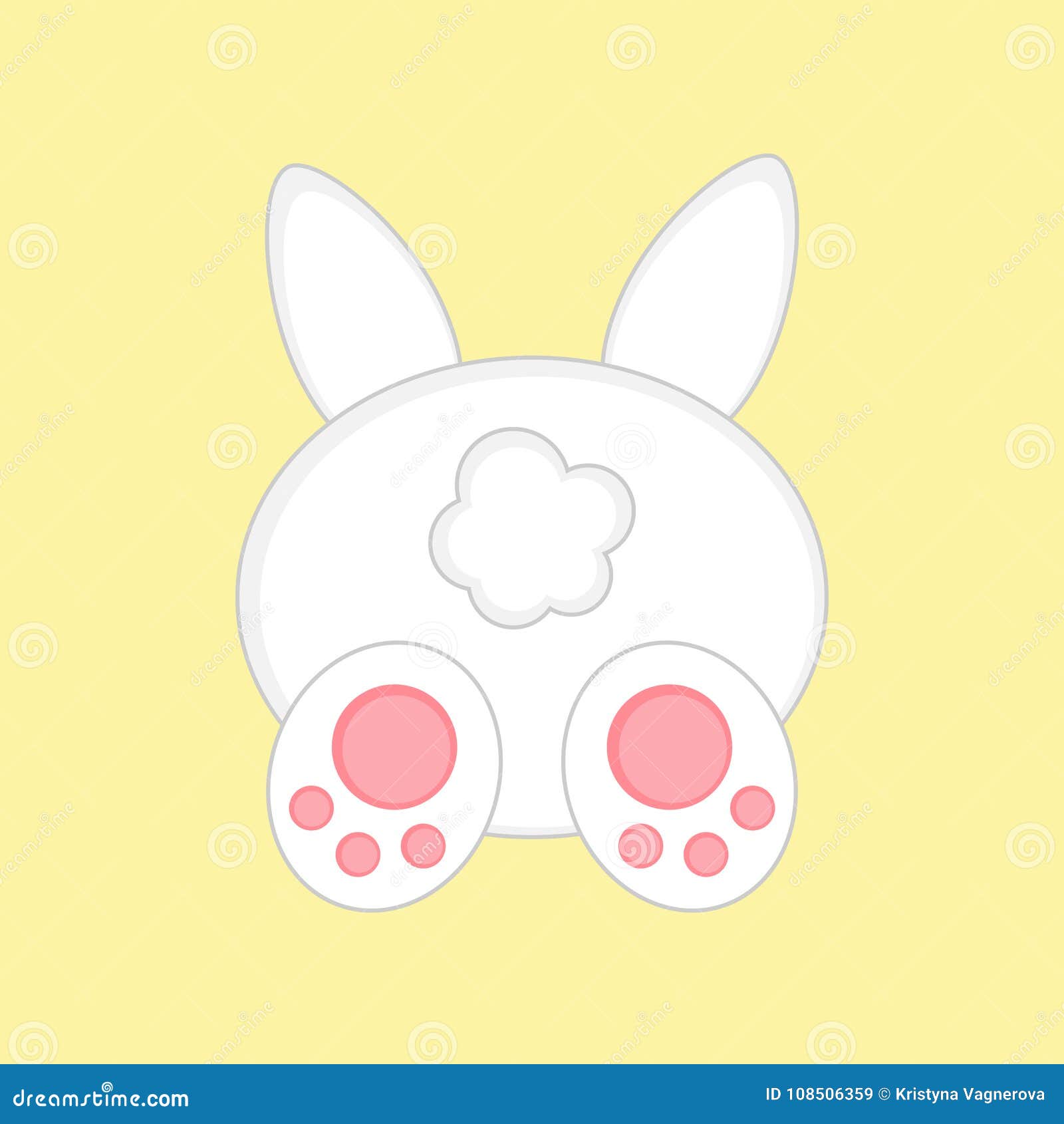 Cute Easter Bunny from Back View Stock Vector - Illustration of fluffy ...