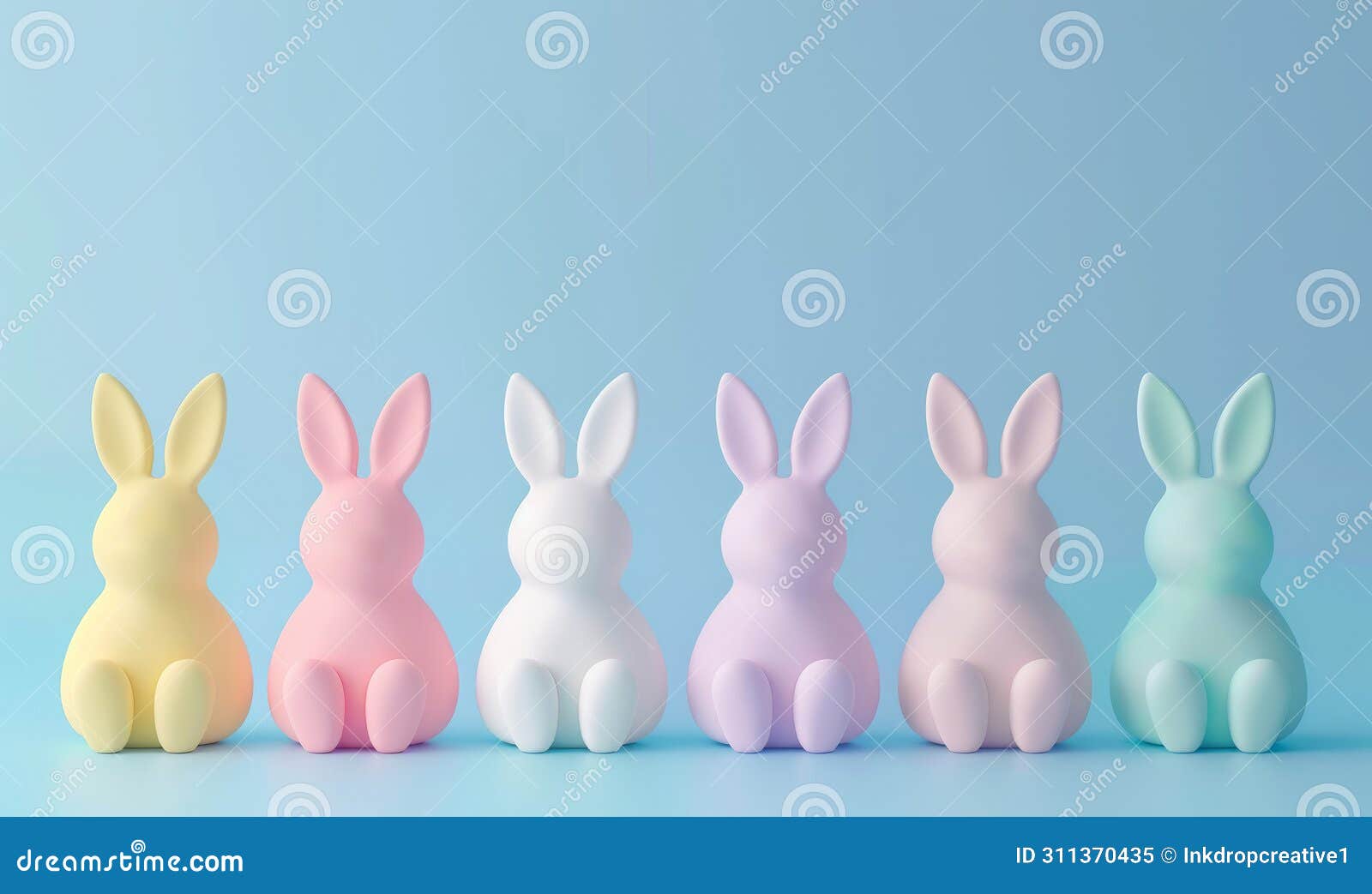Cute Easter Bunny Background. Line of Pastel Rabbits Stock Image ...