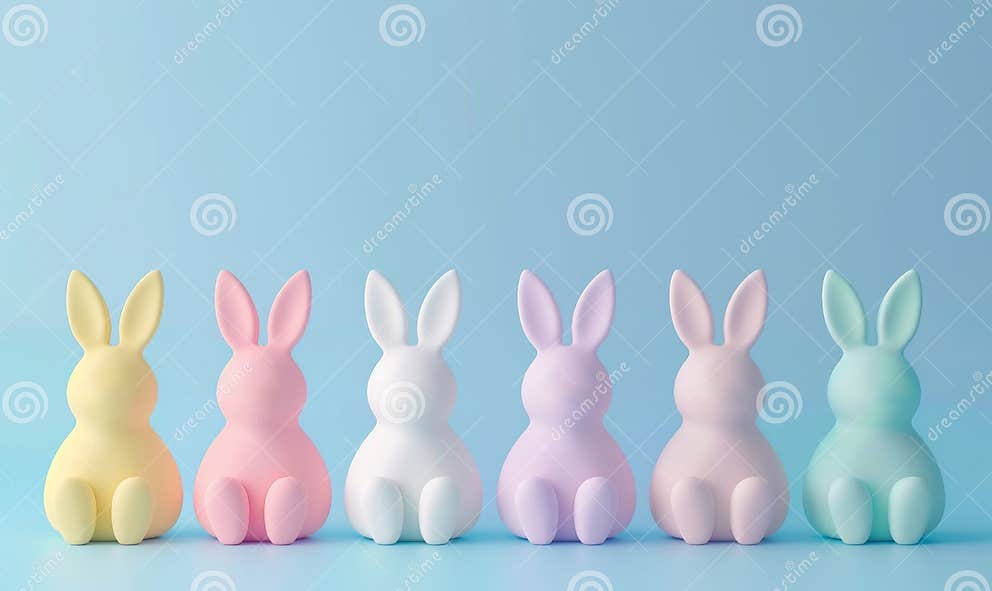 Cute Easter Bunny Background. Line of Pastel Rabbits Stock Image ...