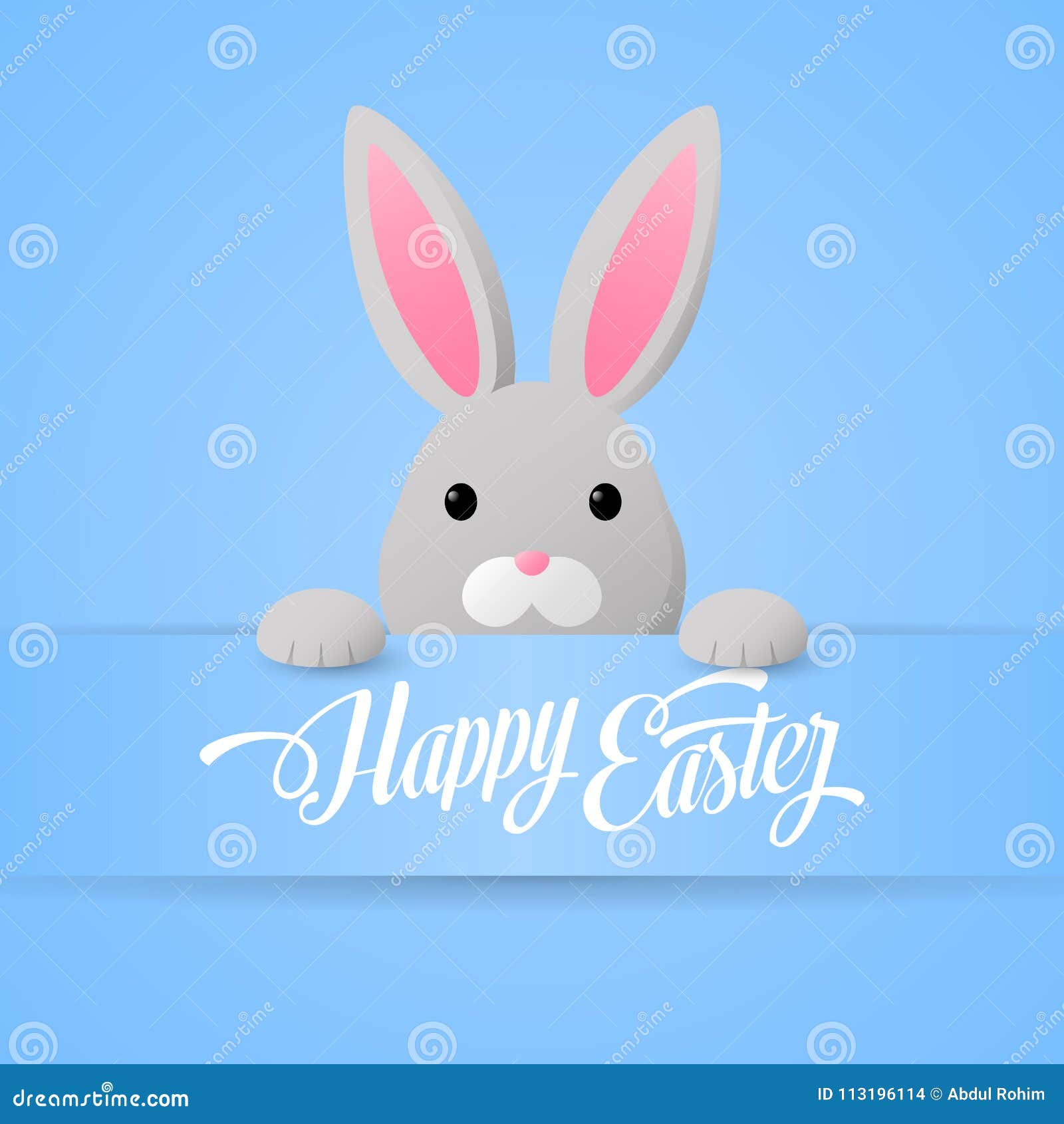 Cute Easter Bunny on Blue Background Stock Vector - Illustration of ...