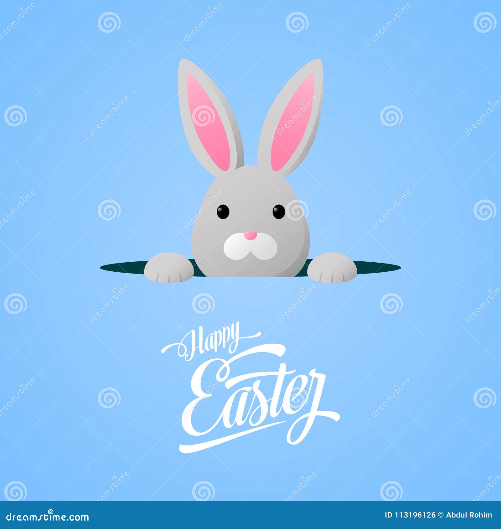 Cute Easter Bunny on Blue Background Stock Vector - Illustration of ...