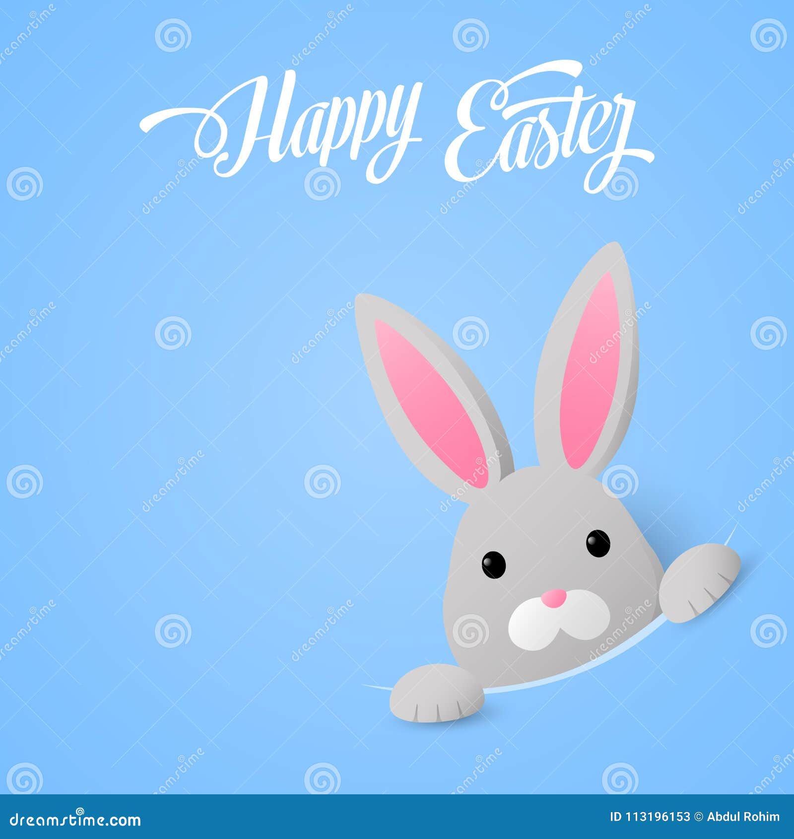 Cute Easter Bunny on Blue Background Stock Vector - Illustration of ...