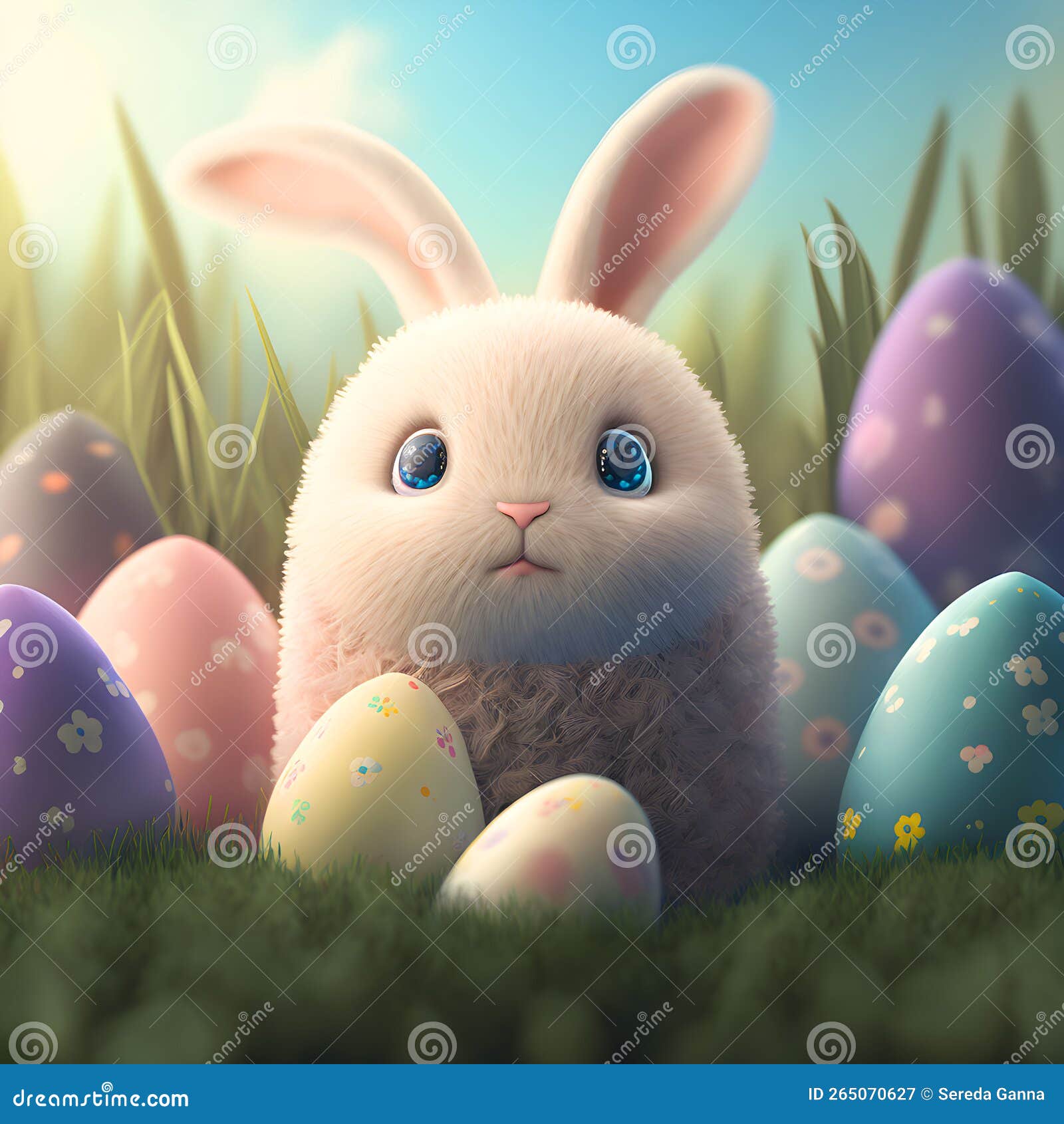 Cute Easter Bunny stock illustration. Illustration of banner - 265070627