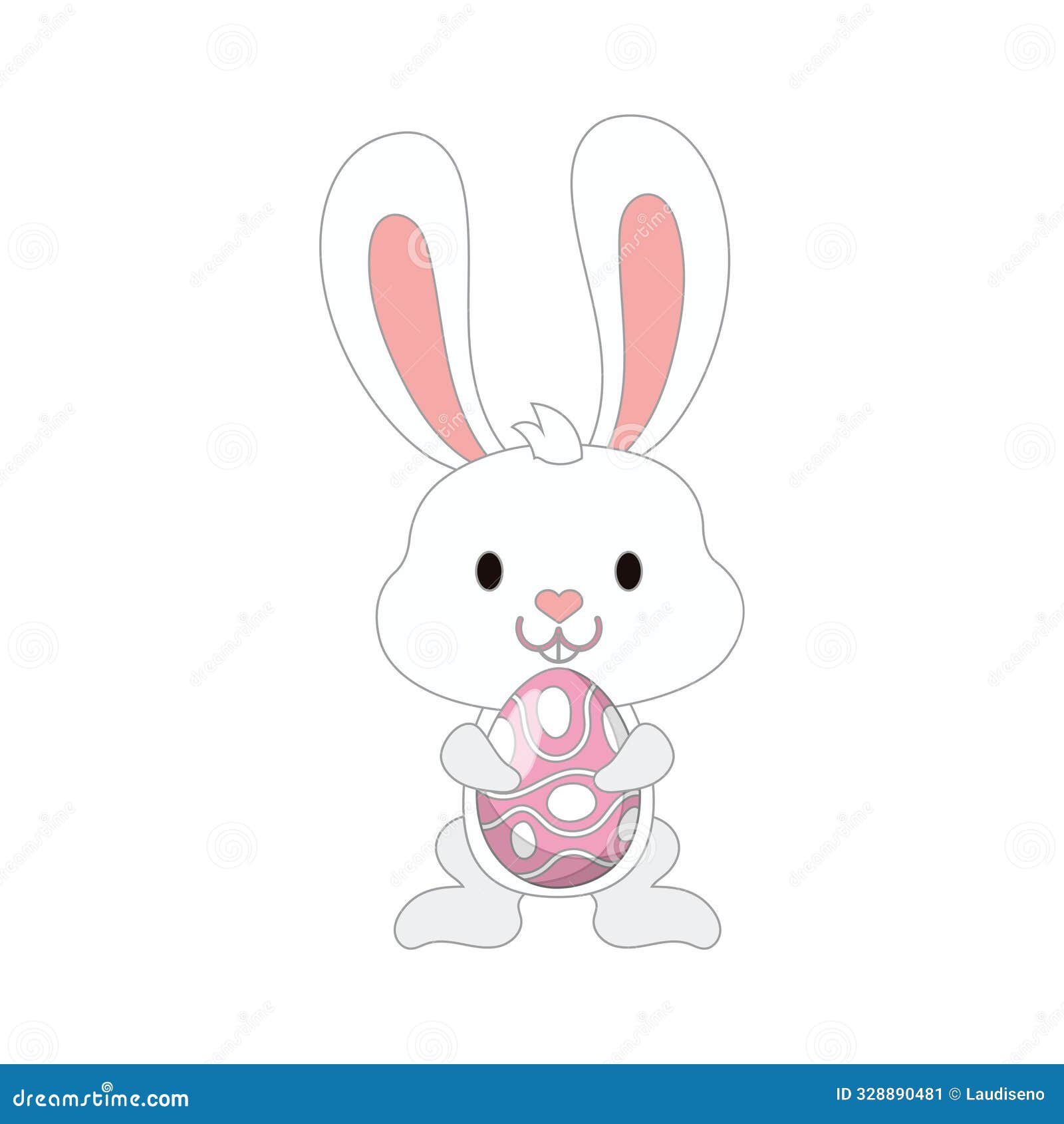 Cute Easter Bunny Cartoon Kawai Vector Stock Illustration ...
