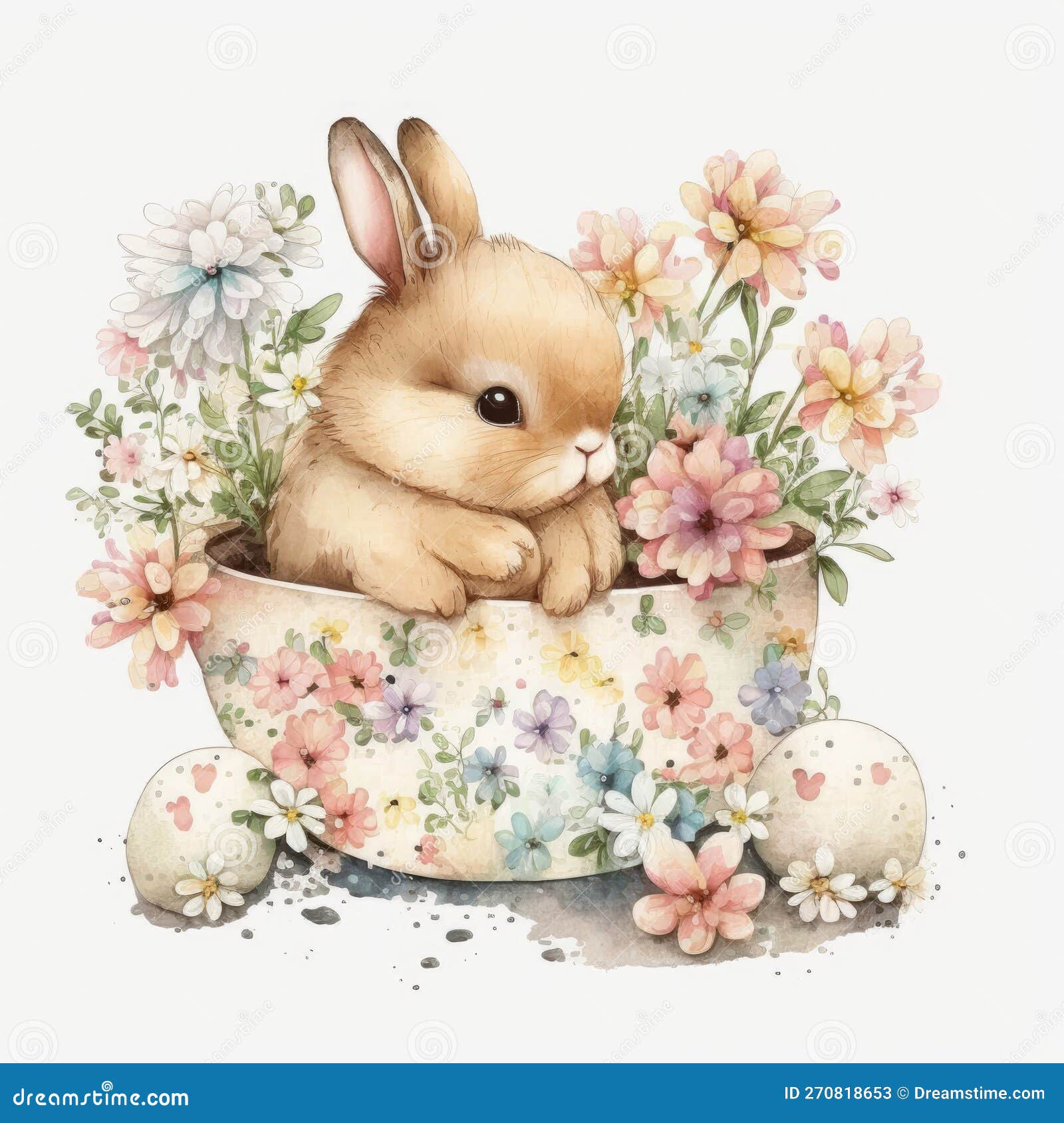 Cute Easter Bunny Clip Art Isolated in a Wide White Background ...
