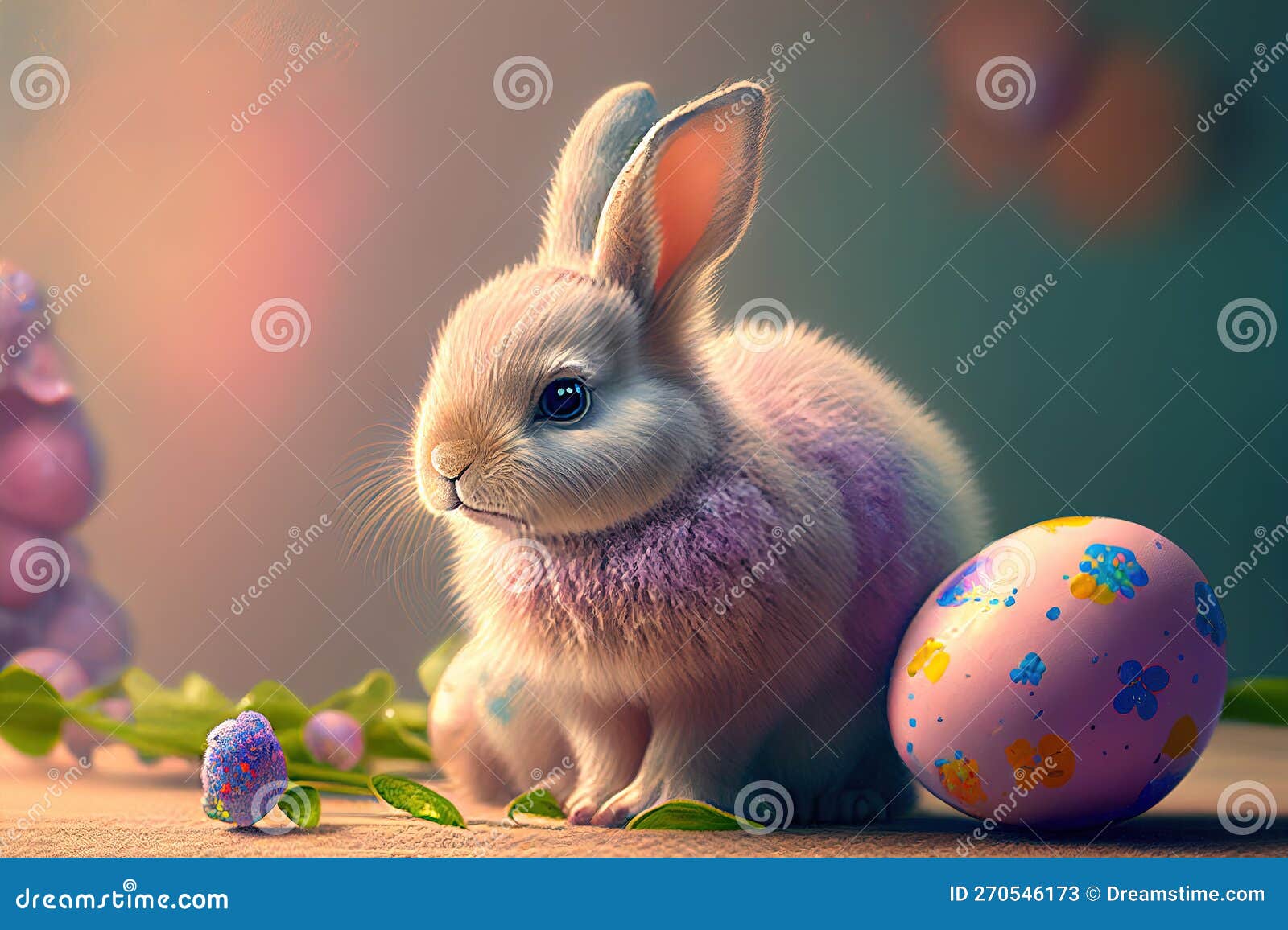 Cute Easter Bunny with Colorful Easter Eggs Stock Illustration ...