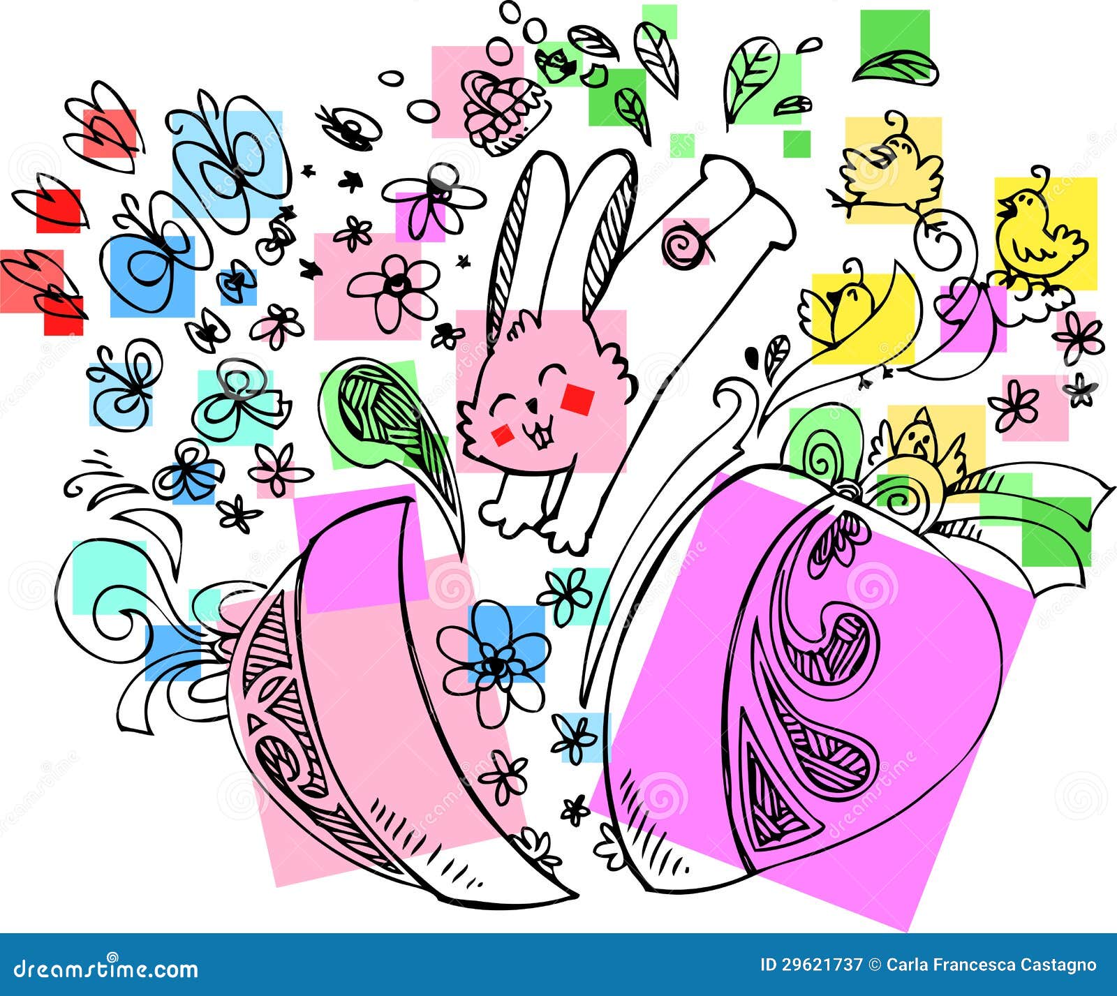 Cute Easter bunny with egg stock vector. Illustration of holiday - 29621737