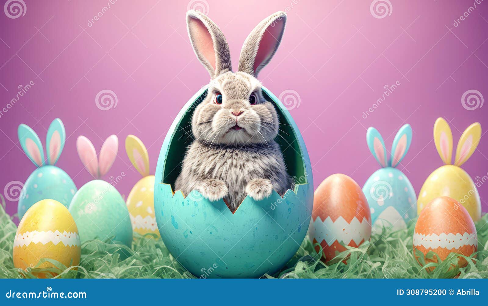 Cute Easter Bunny in Easter Egg. Stock Photo - Image of celebration ...