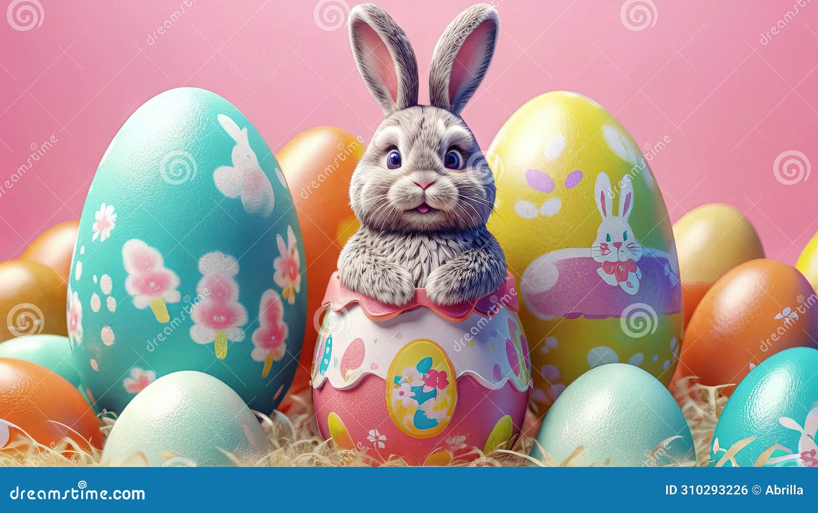 Cute Easter Bunny in Easter Egg. Stock Photo - Image of cute, delivery ...