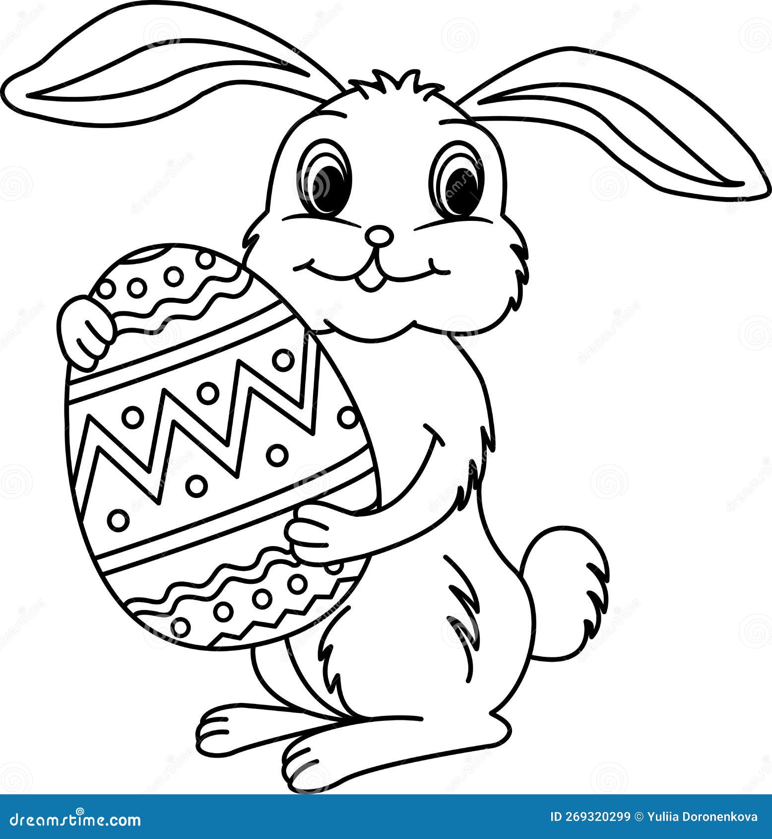Cute Easter Bunny With Eggs Coloring Pages