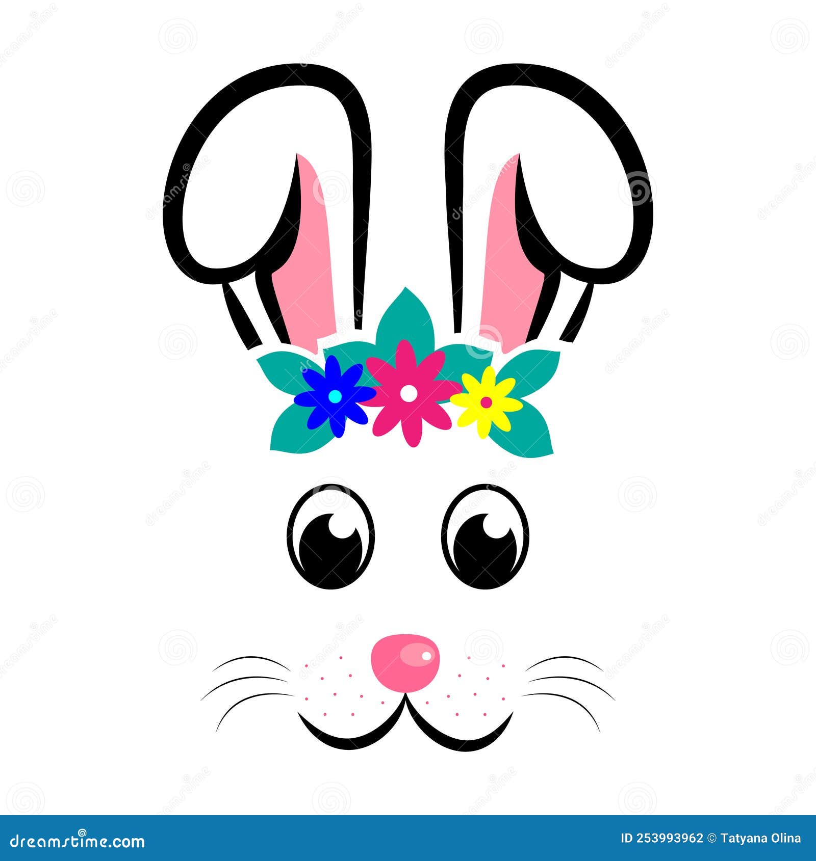 Kawaii Easter Bunny. Vector Illustration Stock Vector - Illustration of ...