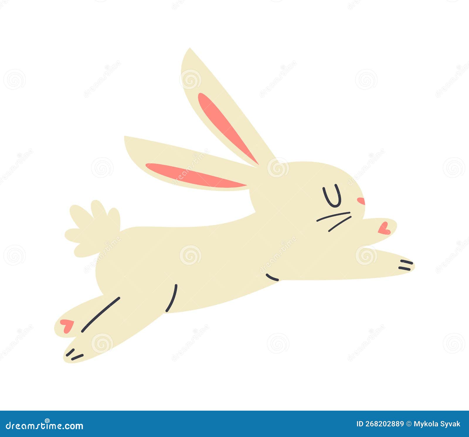 Cute Easter Bunny Flat Icon Animal Run Easter Holiday Element Stock ...