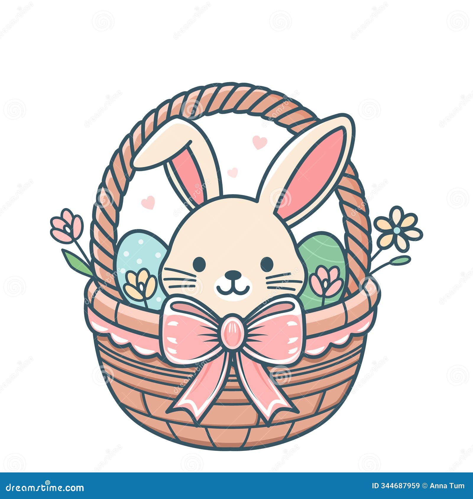 Cute Easter Bunny with Easter Goat and Eggs. Greeting Card with Hand ...